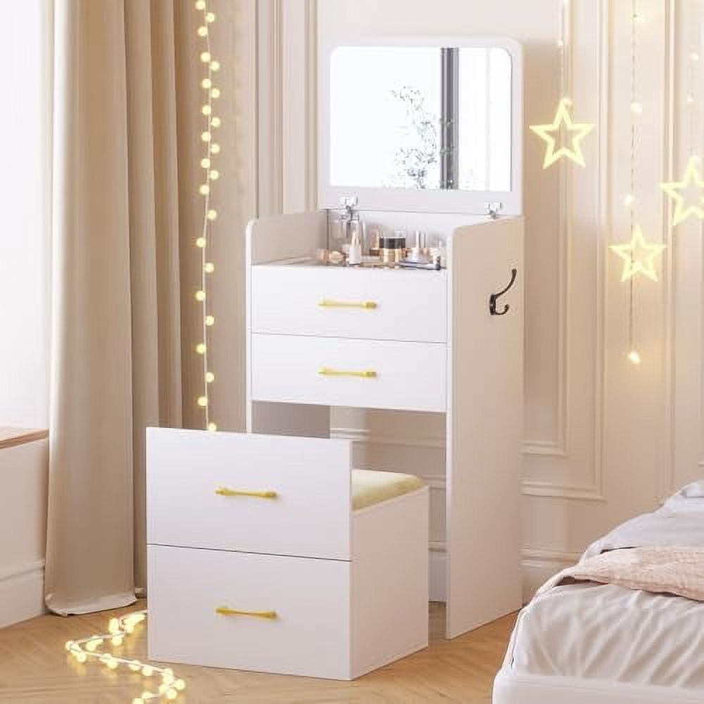 3 in 1 Vanity Desk with Flip Top Mirror,Small Make Up Vanity Set with ...