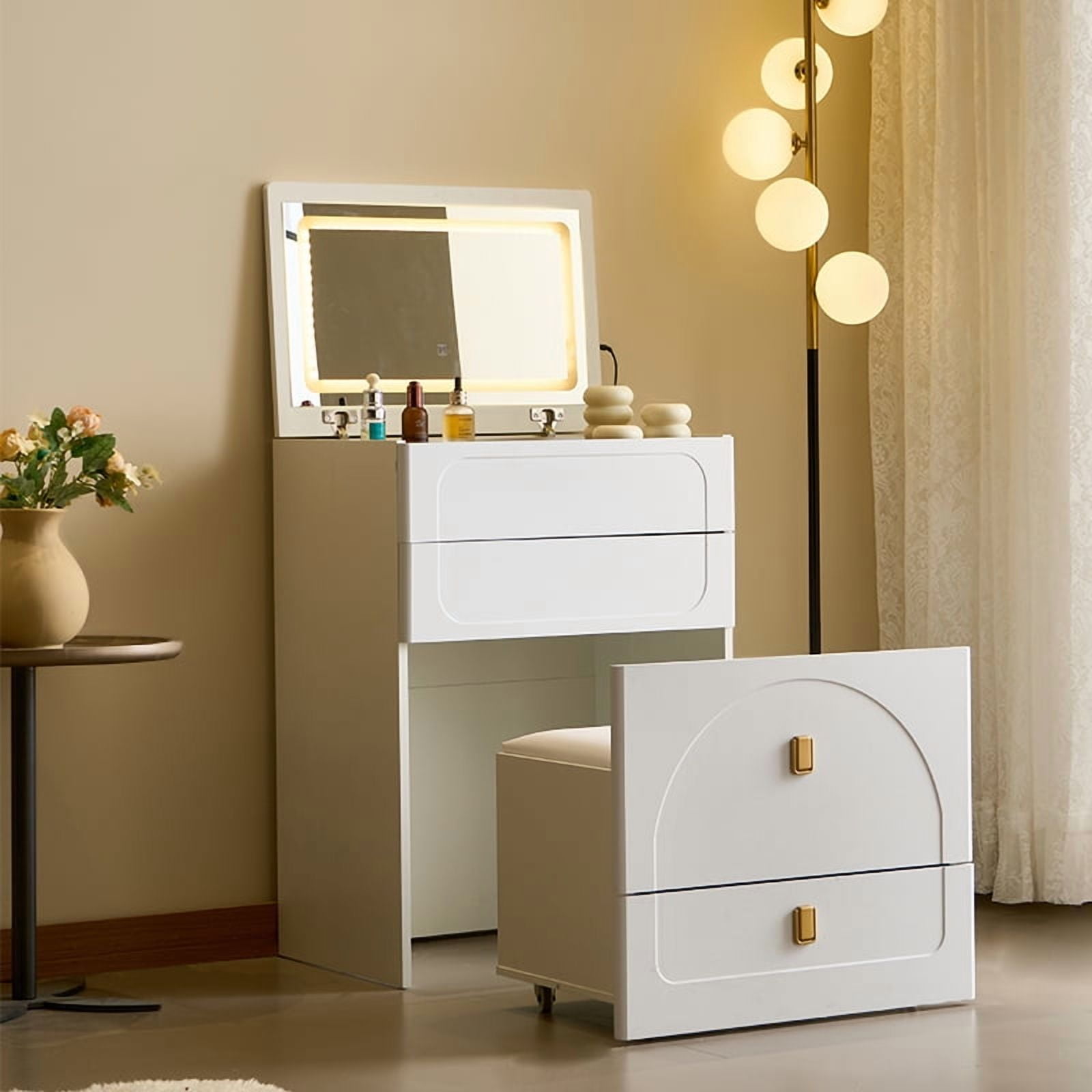 3 in 1 Vanity Desk, Flip Top Vanity Set with Mirror and 3 Drawer, Small ...