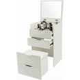 3 in 1 Vanity Desk with Flip-top Mirror and Hidden-Stool, Compact ...