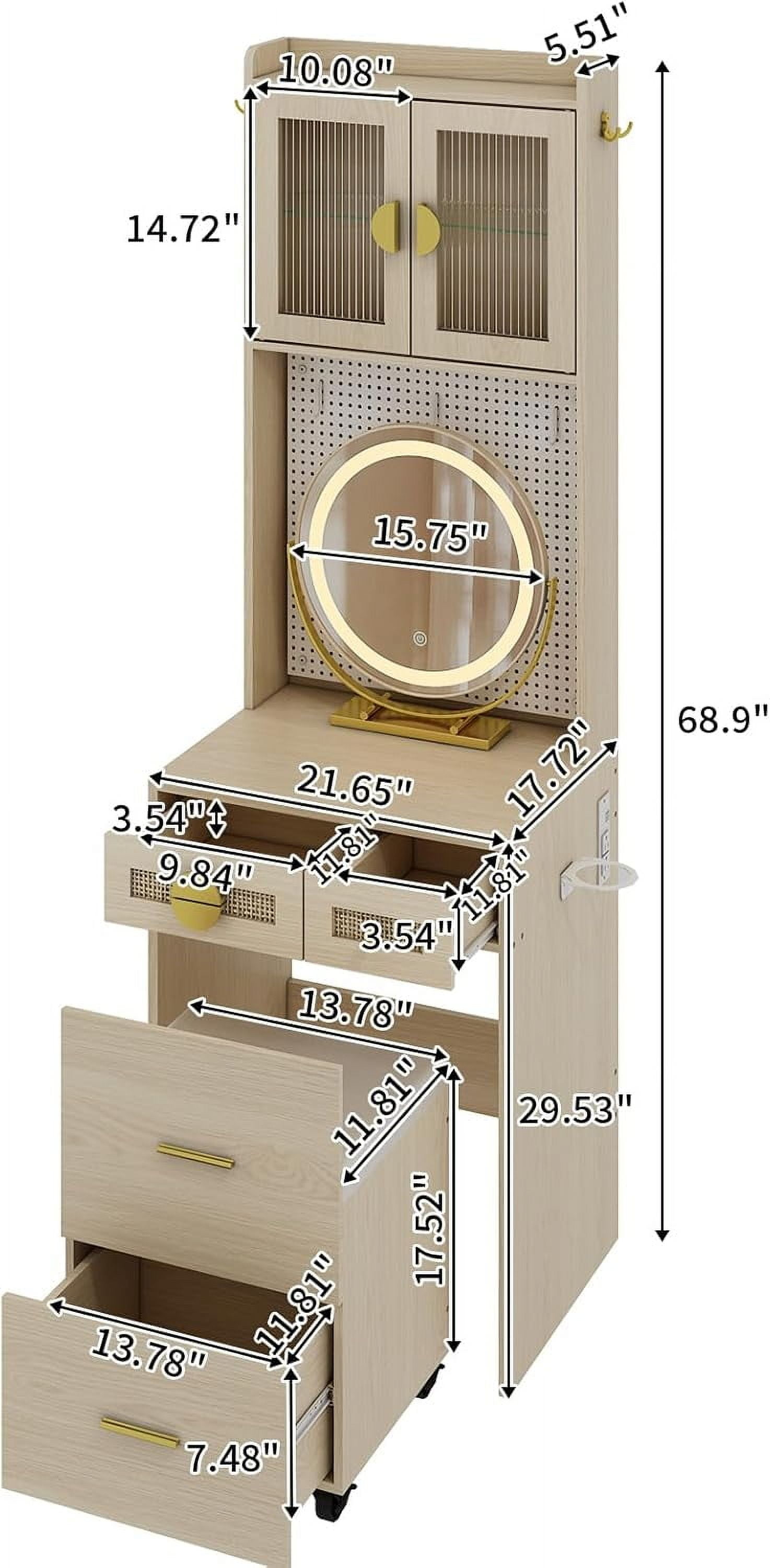 3 in 1 Vanity Desk with Movable Lighted Mirror & Wheeled Padded Stool ...