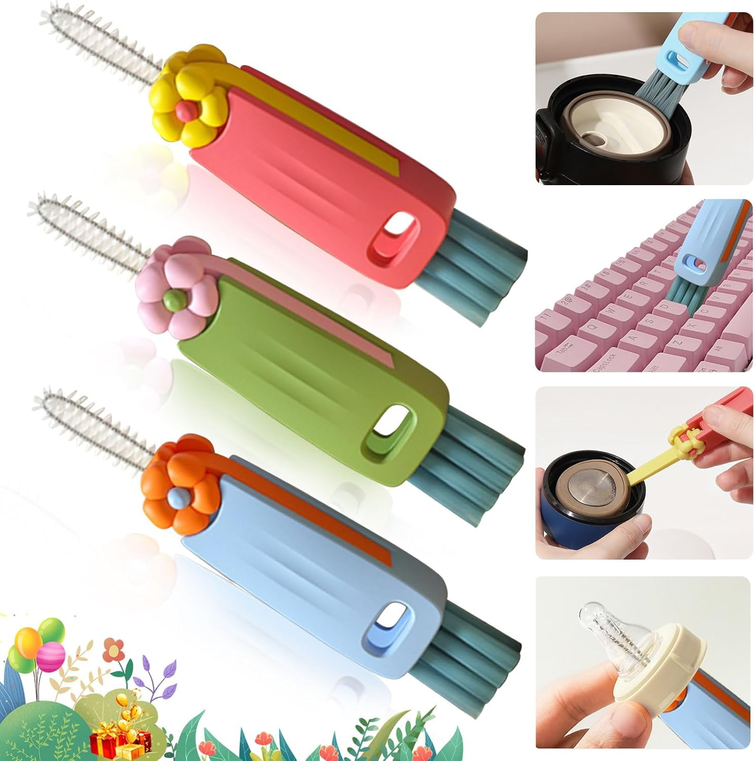 3 in 1 Water Bottle Cleaning Brush - Cup Lid Cleaning Brush ...