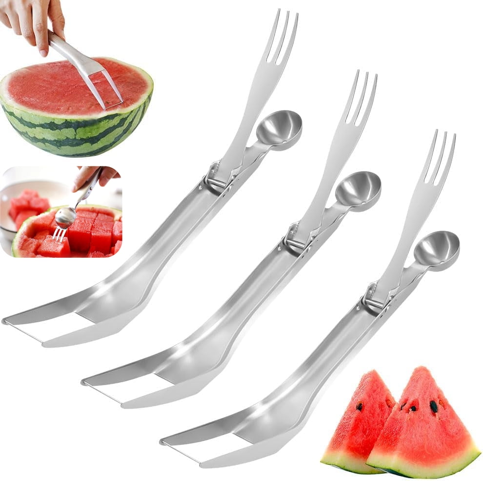 3 in 1 Watermelon Knife, Watermelon Cube Cutter & Ball Cutter & Fork ...