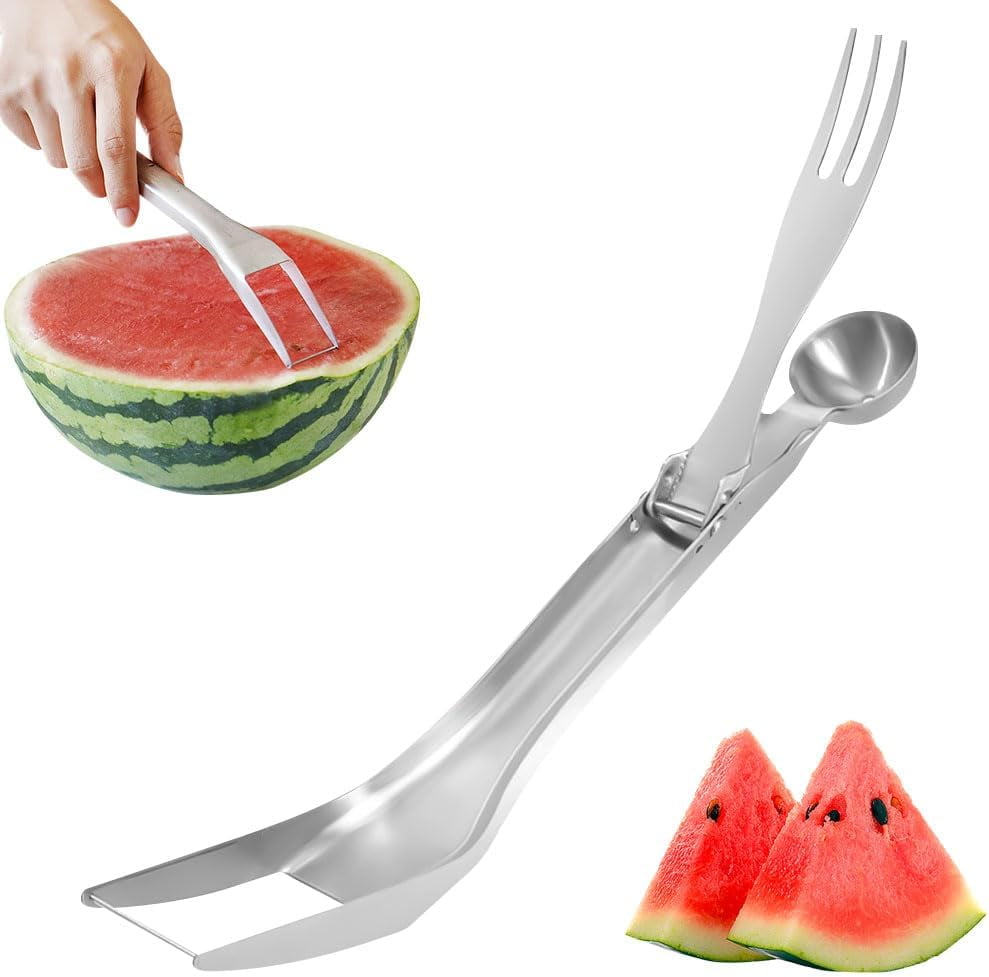 3 in 1 Watermelon Knife, Watermelon Cube Cutter & Ball Cutter & Fork ...