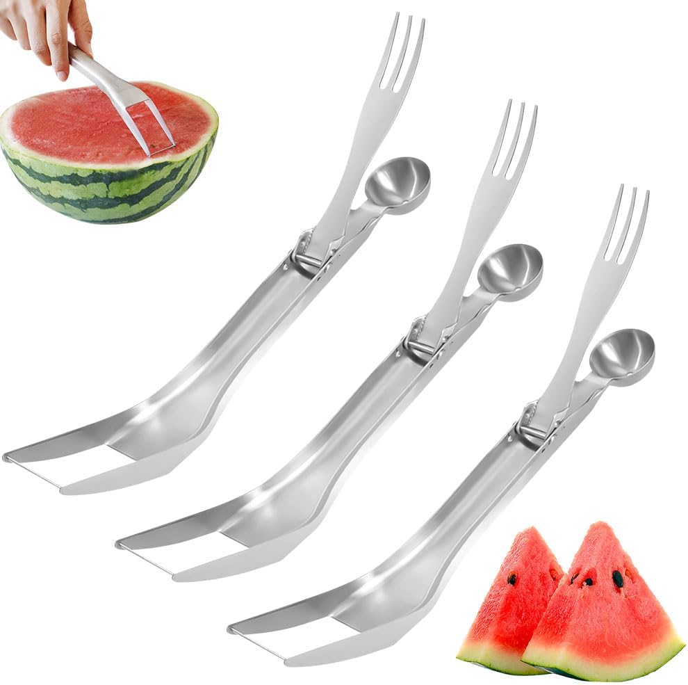 3 in 1 Watermelon Knife, Watermelon Cube Cutter & Ball Cutter & Fork ...