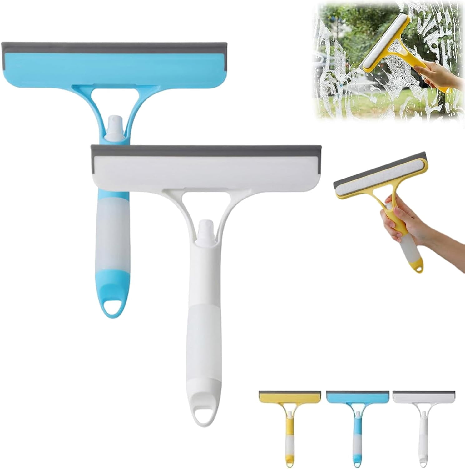 3 in 1 Window Cleaning Scraper, All-Purpose Spray Window Squeegee Cleaner Tool with Spray Bottle ...