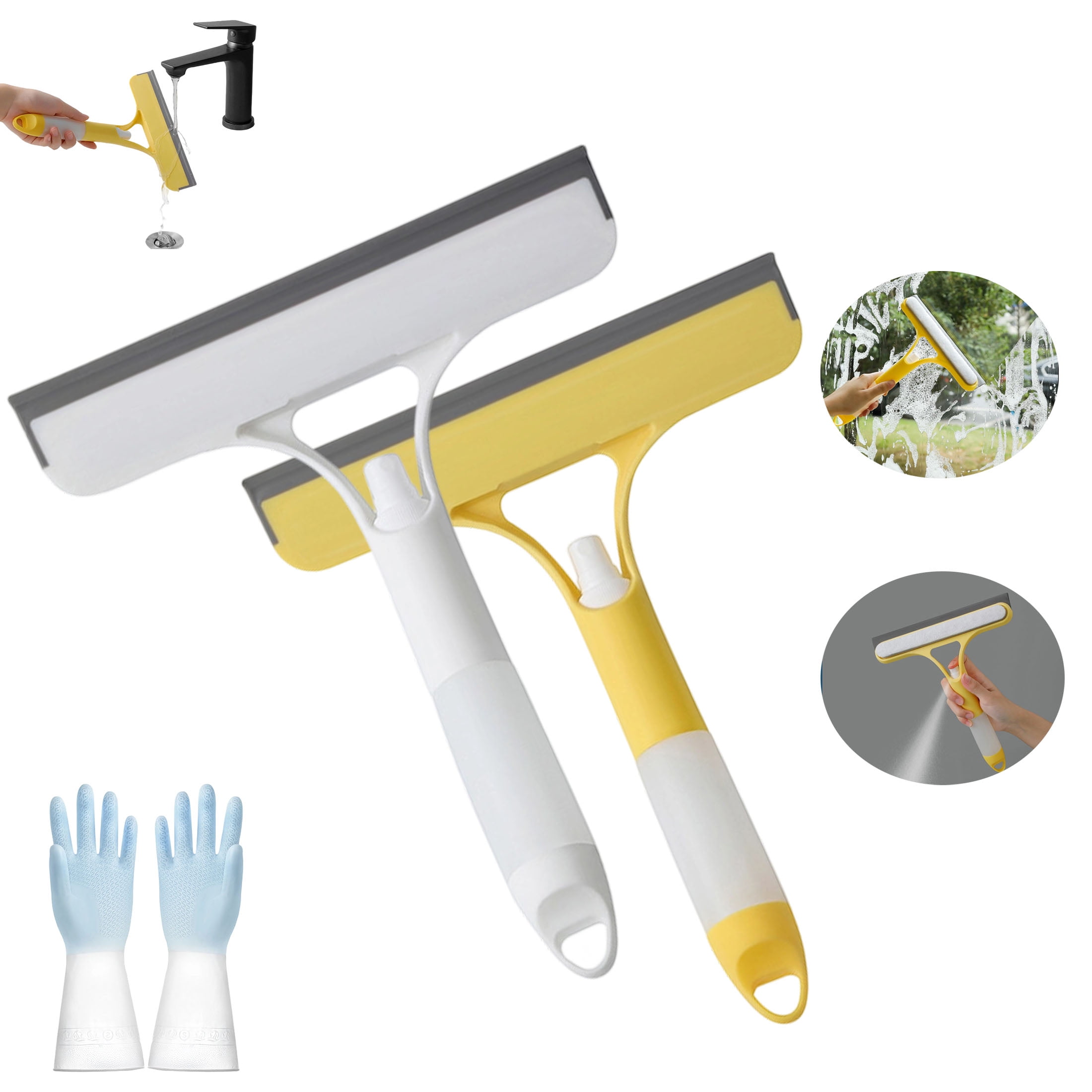 3 in 1 Window Cleaning Scraper with Built-In Spray Bottle & Hanging ...
