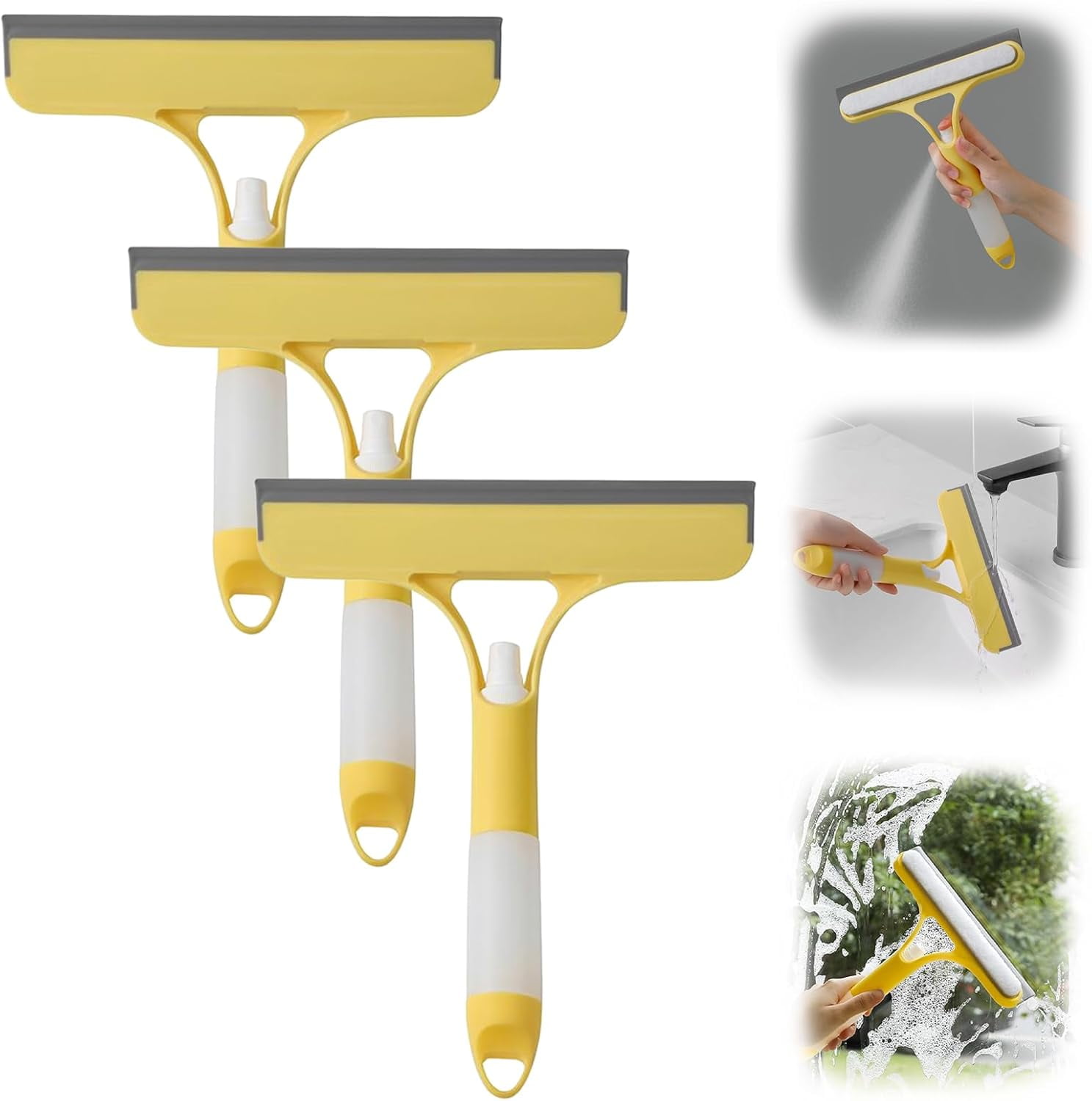 3 in 1 Window Cleaning Scraper with Spray, Multi-Purpose Squeegee for ...