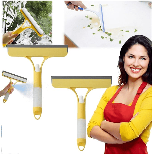 3 in 1 Window Cleaning Scraper, Squeegee and Scrubber with Spray, 2025 ...