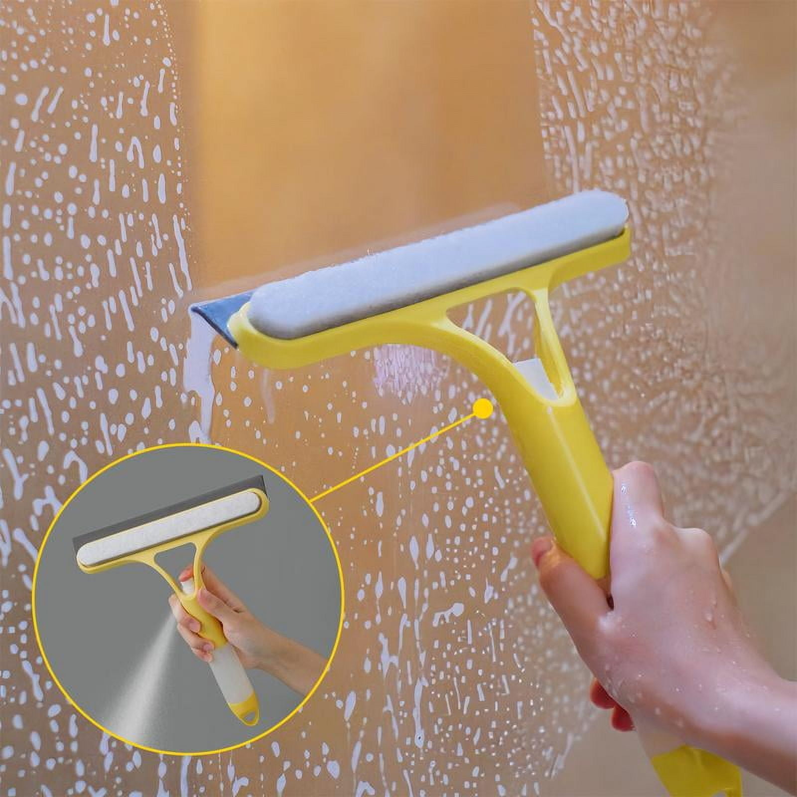 3 in 1 Window Cleaning Scraper, Squeegee and Scrubber with Spray, Multifunctional Household ...