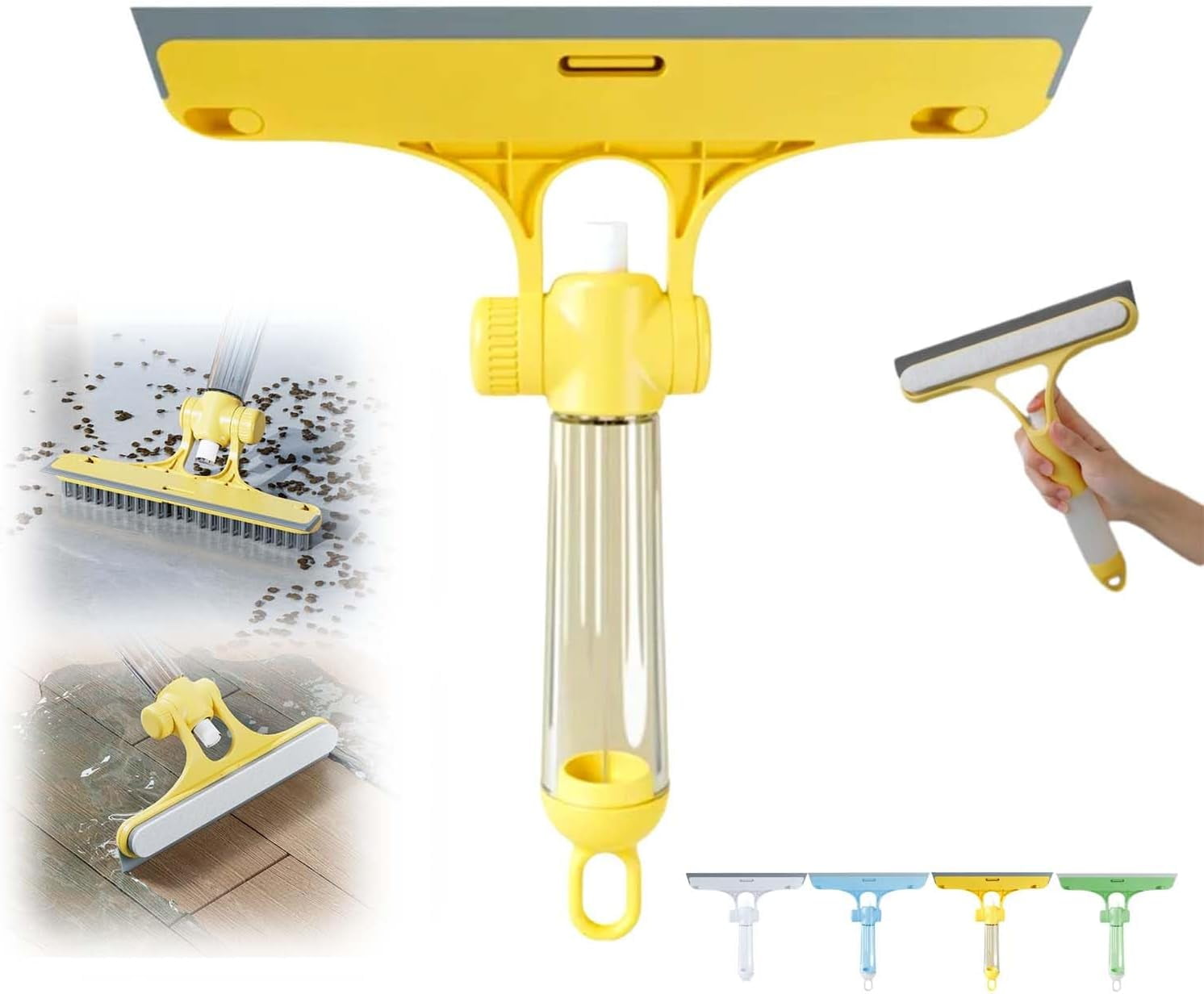 3 in 1 Window Cleaning Scraper, Upgrade Silicone Window Squeegee Kit, Squeegee and Scrubber with ...