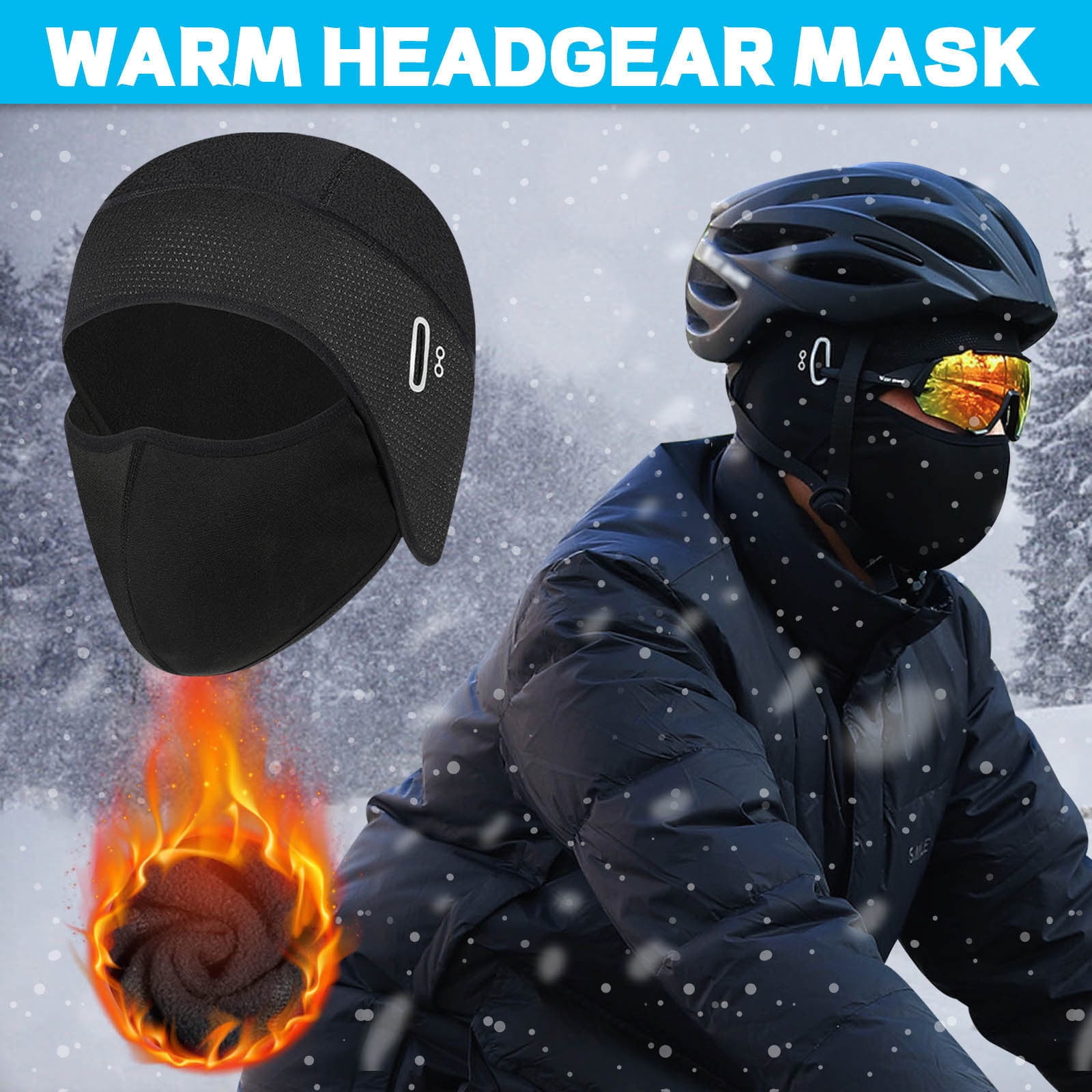 3 In 1 Winter Fleece Cycling Face Hood, Windproof Warm Full Face Cover ...