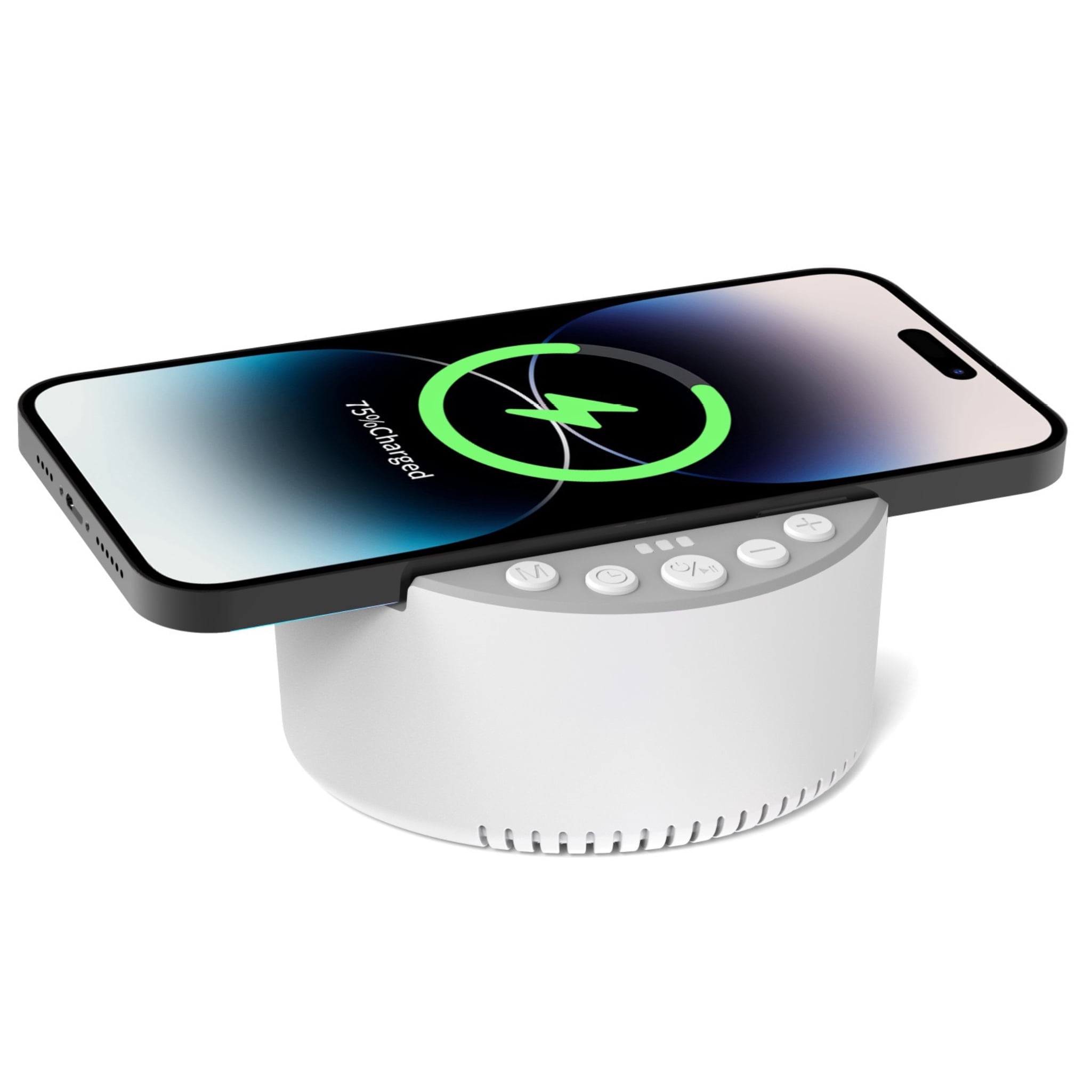 3 in 1 Wireless Charging Bluetooth Speaker, Noise Machine Sleep White ...