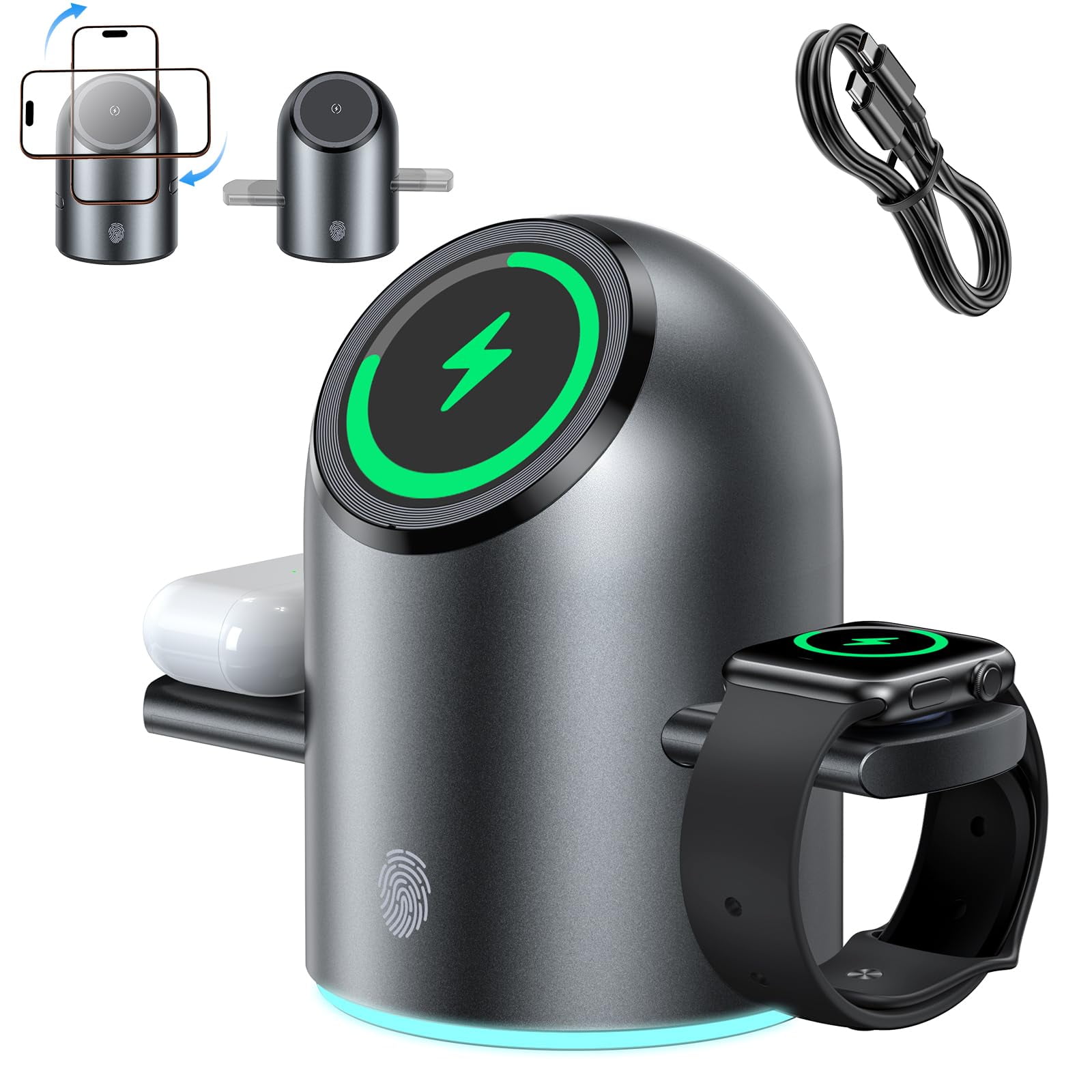3 in 1 Wireless Charging Station for Apple Multiple Devices, 15W ...