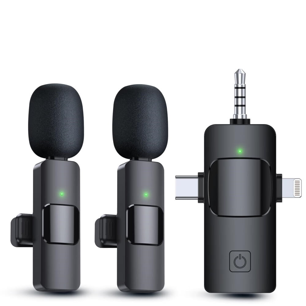 3 in 1 Wireless Lavalier Microphones for iPhone,iPad,Android,Camera,USB-C Microphone,7-Hour ...