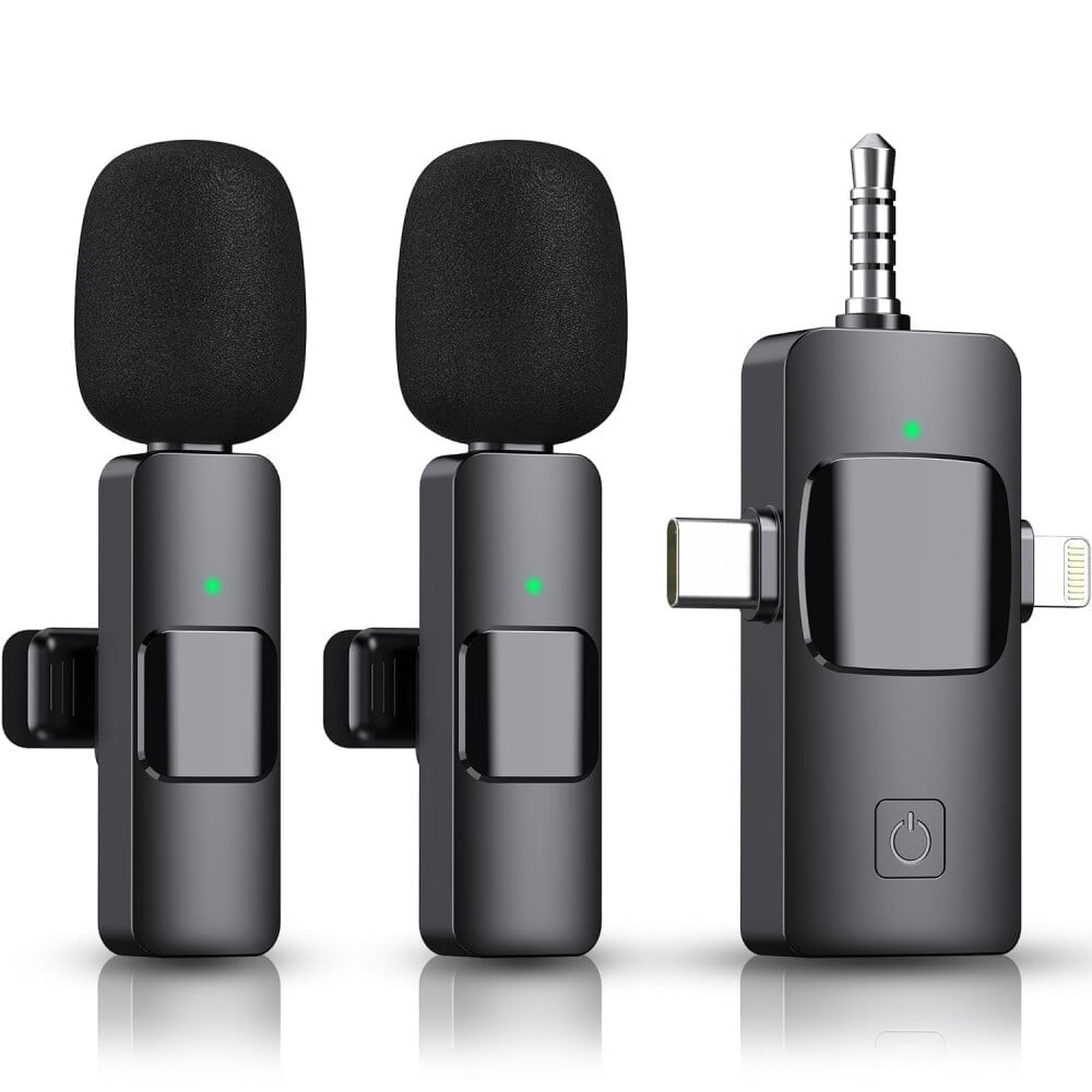 3 in 1 Wireless Lavalier Microphones for iPhone,iPad,Android,Camera,USB ...