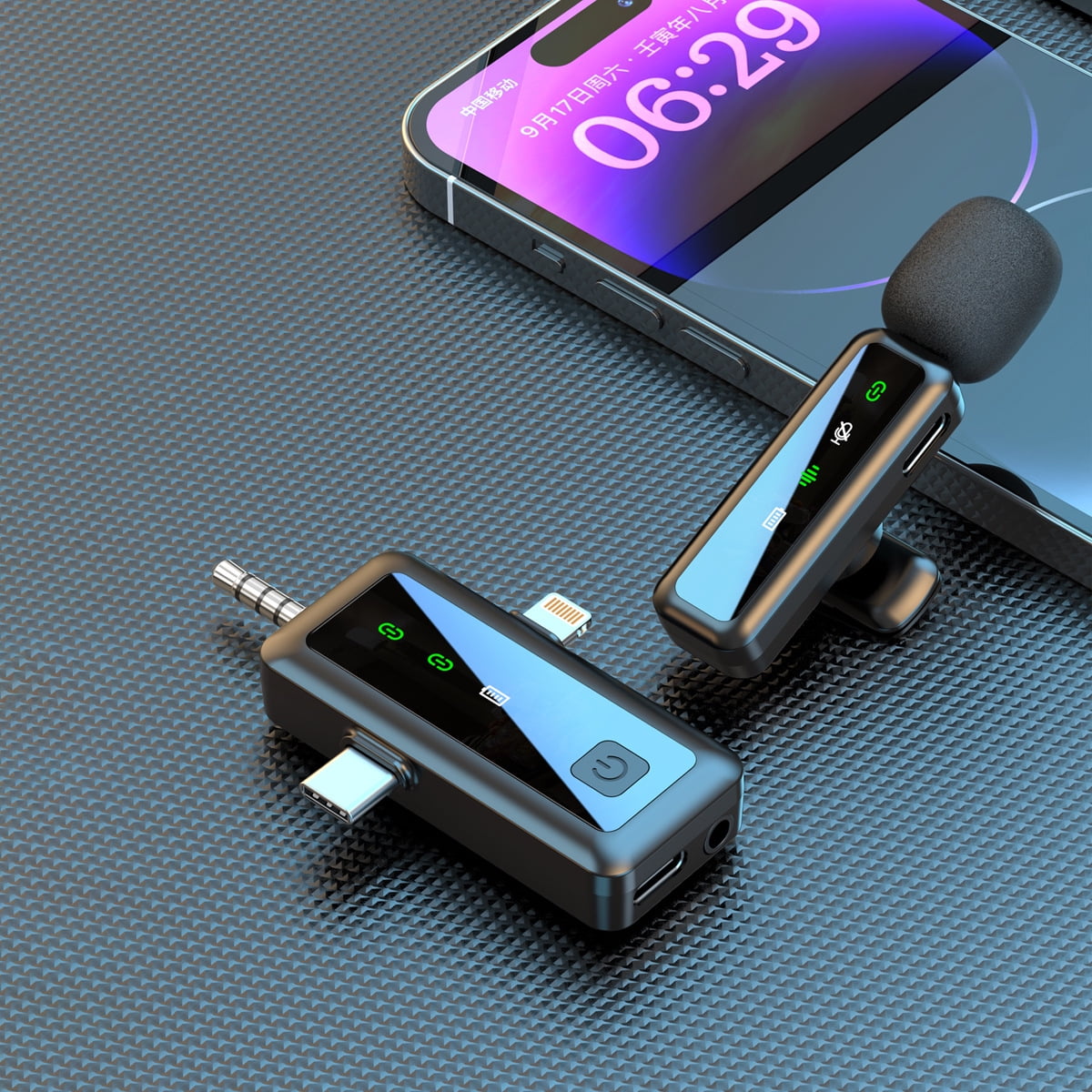 3 in 1 Wireless Lavalier Microphones for iPhone, iPad, Android, Camera, USB-C Microphone, Mini ...