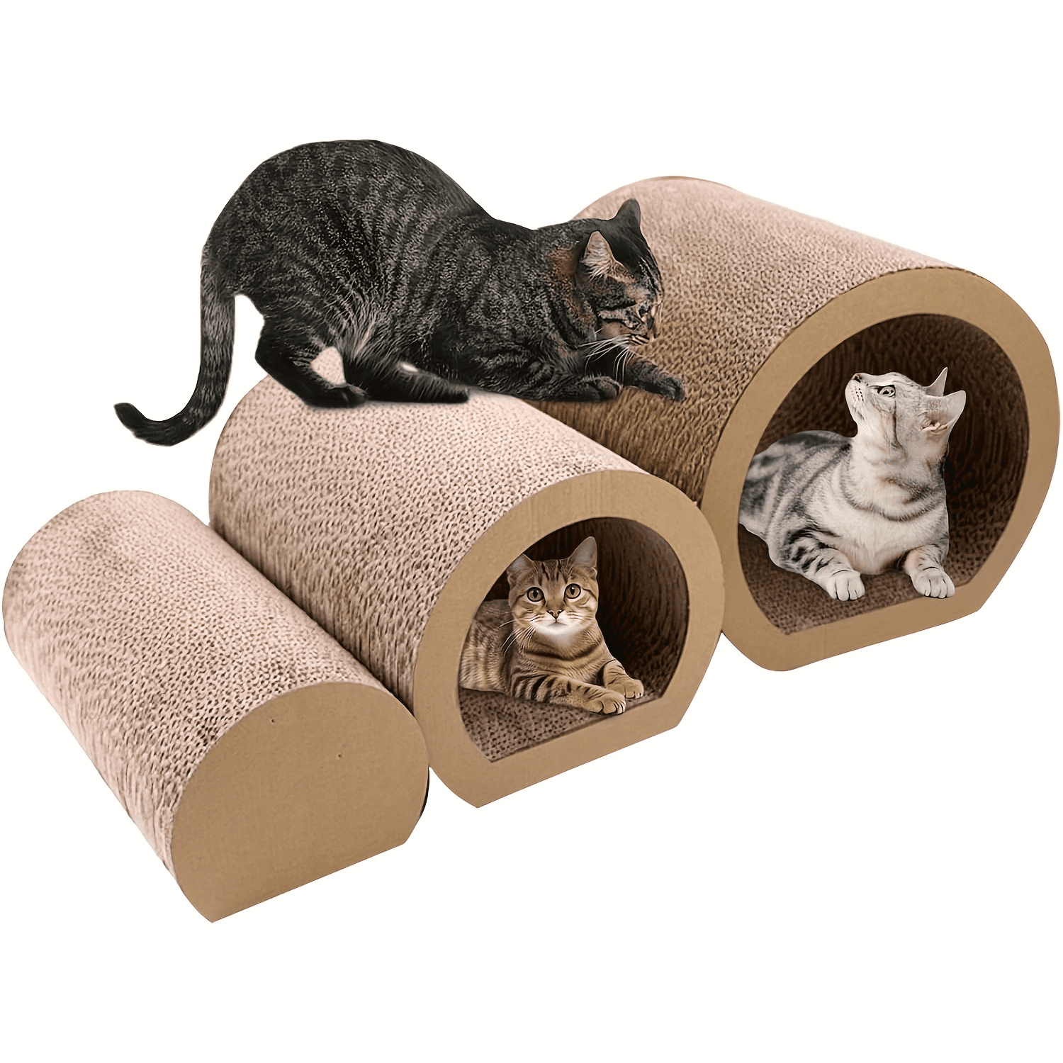 3 in 1 cat tunnel bed, 3 sizes cat scratching board bed, corrugated cat ...