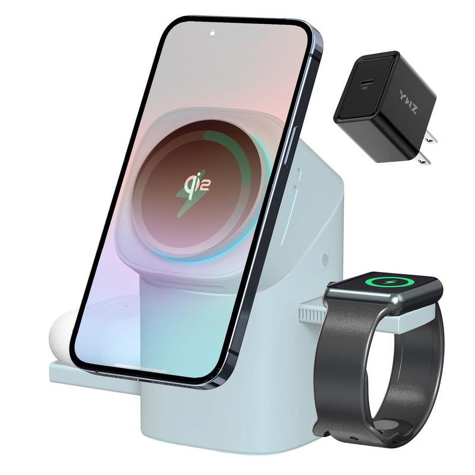 3 in 1 wireless charger, fast charging, certified for headphone ...