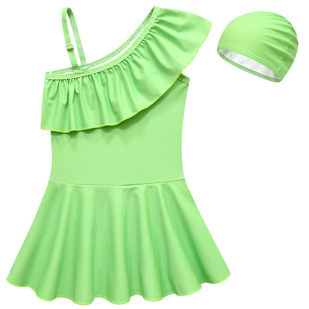 3-10 year old Spronki Plush girls' swimsuit with slanted shoulders one ...