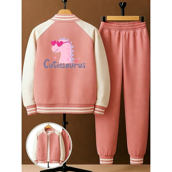 3 to 10 years Cutiesaurus Tracksuit Set Sweatsuits Sets girl pink funny ...