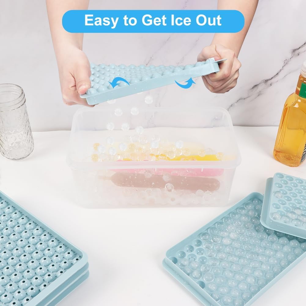 3*104Pcs Ice Ball Maker Mold, Round Ice Cube Mold with Lid and Bin ...