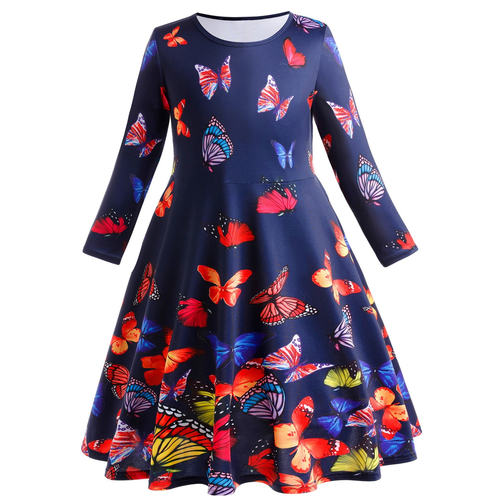 3-10T Girls Long Sleeve Twirly Dresses, SILVERCELL Toddler Little Girl ...