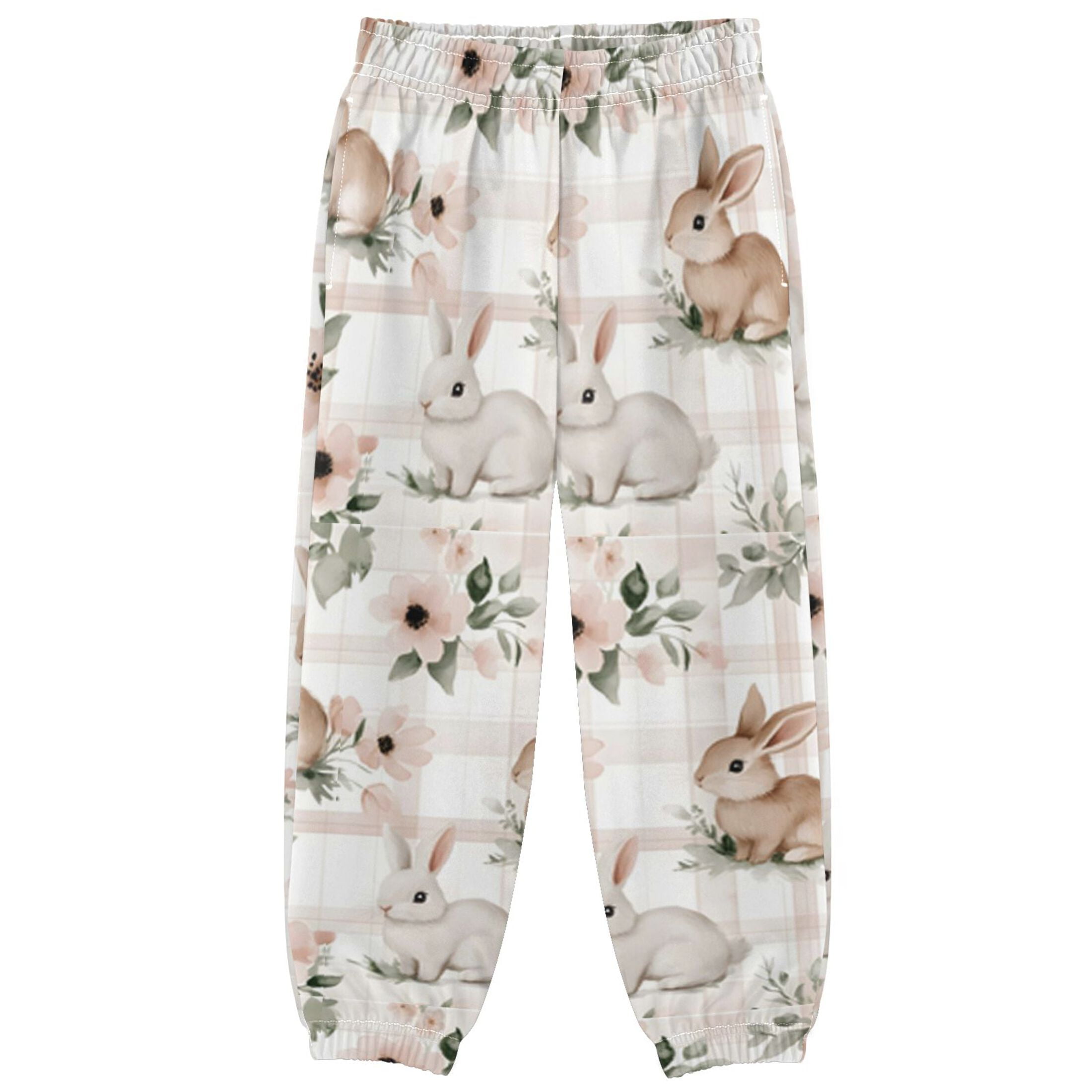 3-10T Pants Cute Beige Rabbit Cool Casual Sweatpants Joggers - Walmart.com