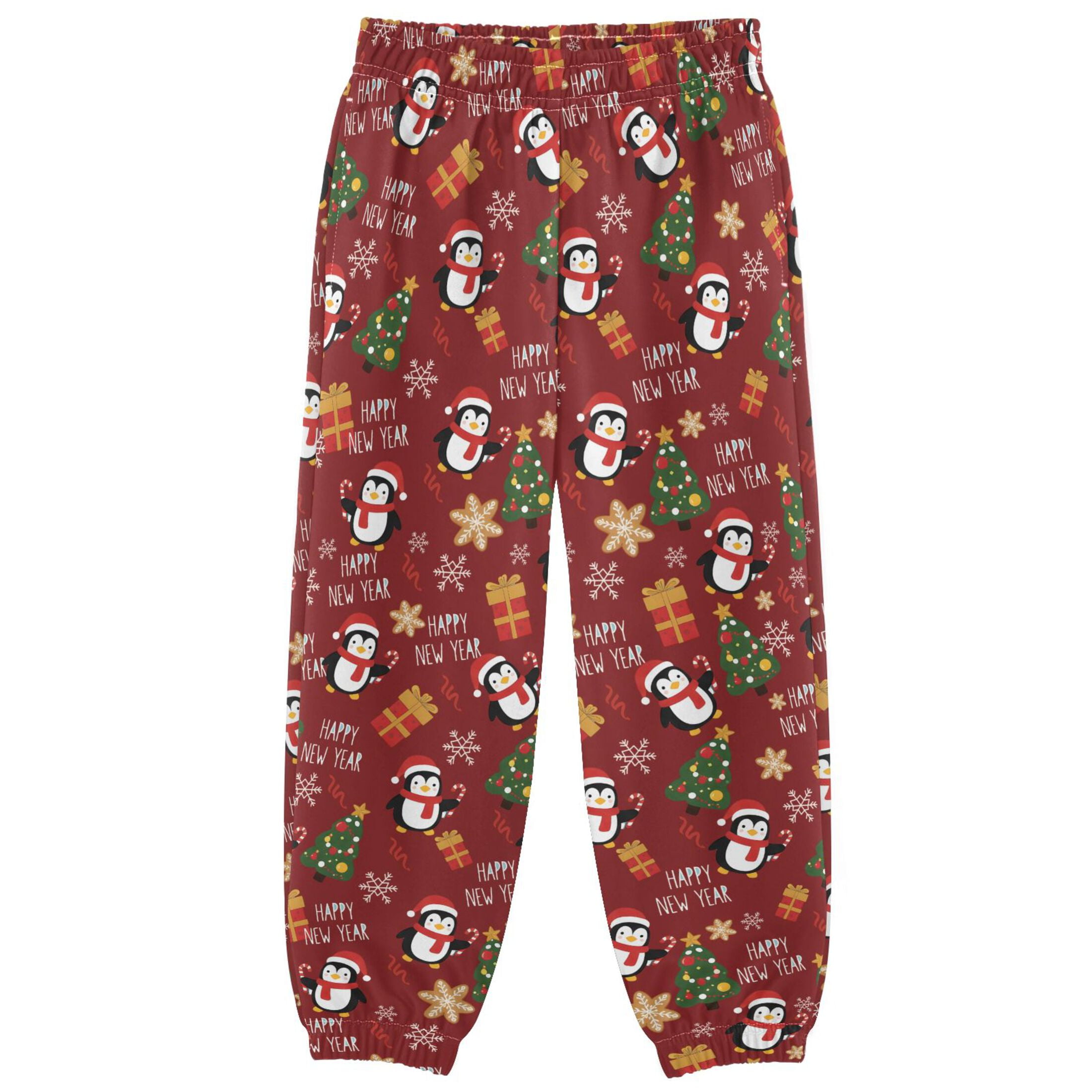 3-10T Pants Penguin Christmas Tree Pattern Cool Casual Sweatpants ...