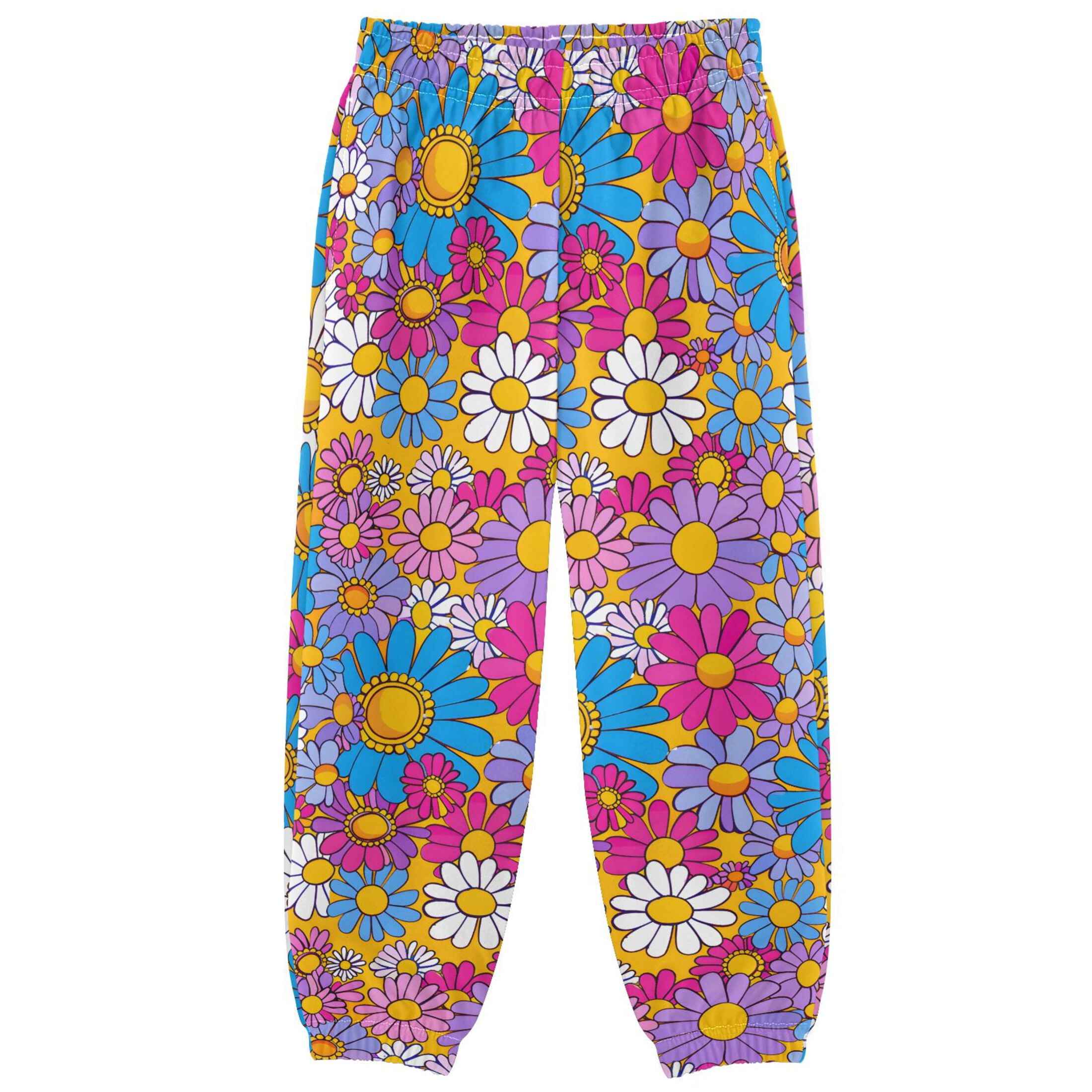 3-10T Pants Square Vector - Flower Characters in Hippie Style Cool ...