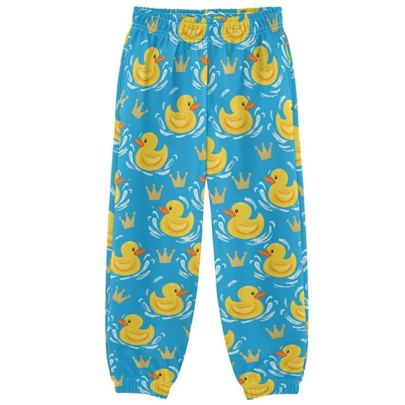 3-10T Pants Yellow Ducks in Water Blue Cool Casual Sweatpants Joggers ...