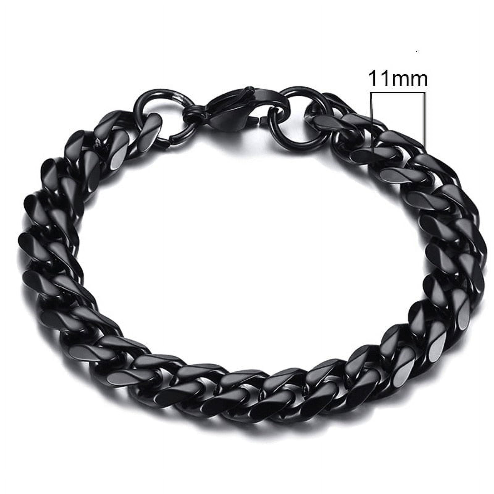 3 - 11 mm Chunky Miami Club Chain Bracelet for Men, Stainless Steel ...