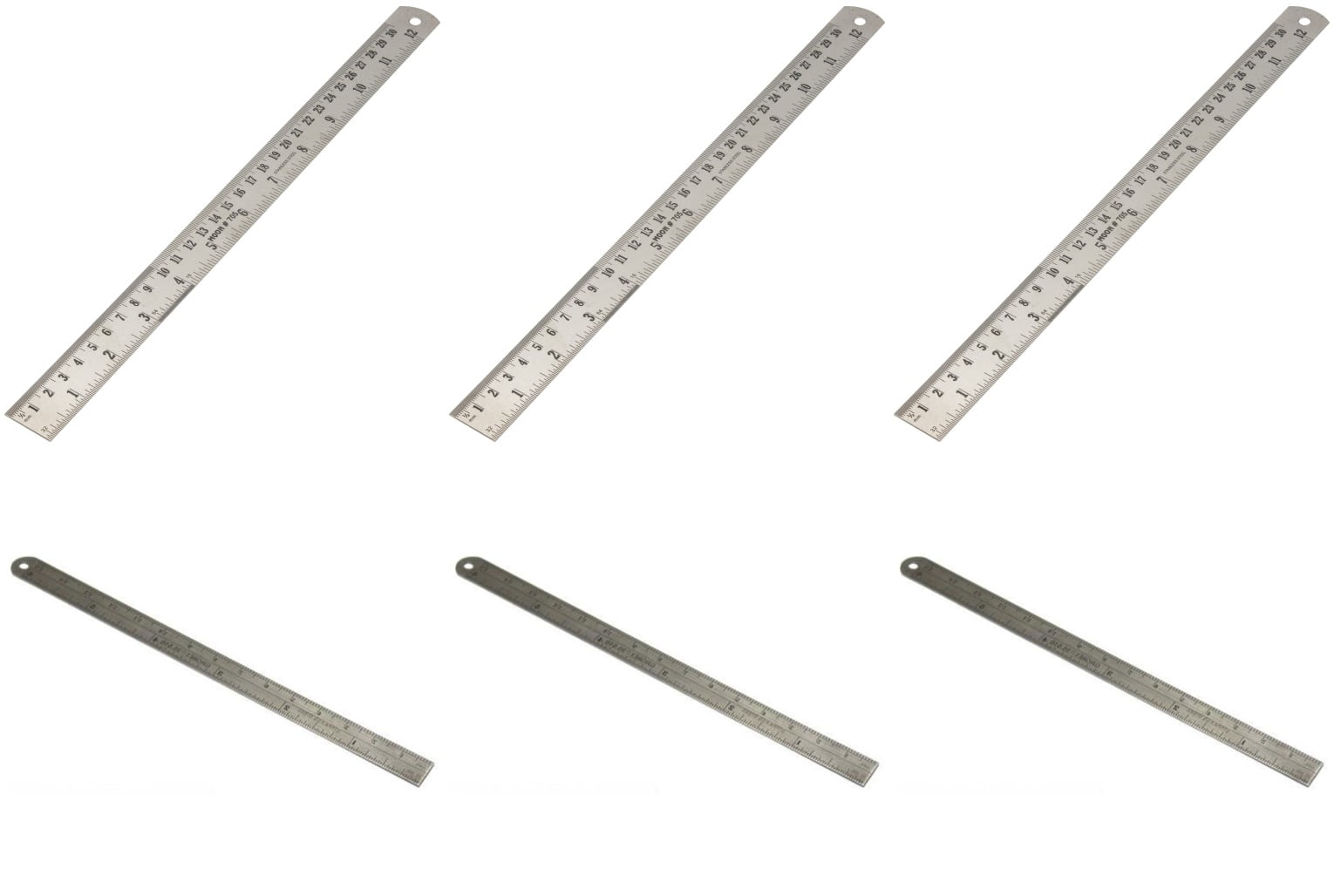 3 12" & 3 6" Stainless Steel Ruler Set, Flexible Metal Ruler, Inches ...