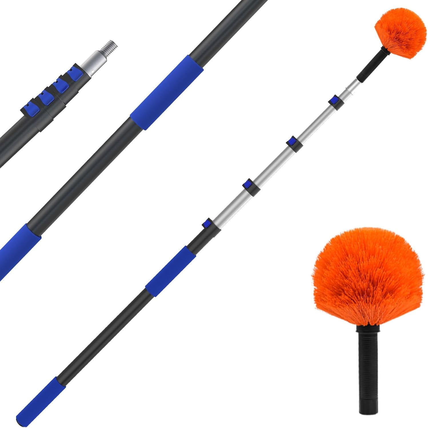 3-12 Foot Cobweb Duster with Telescopic Extension Pole, 18 Foot High ...