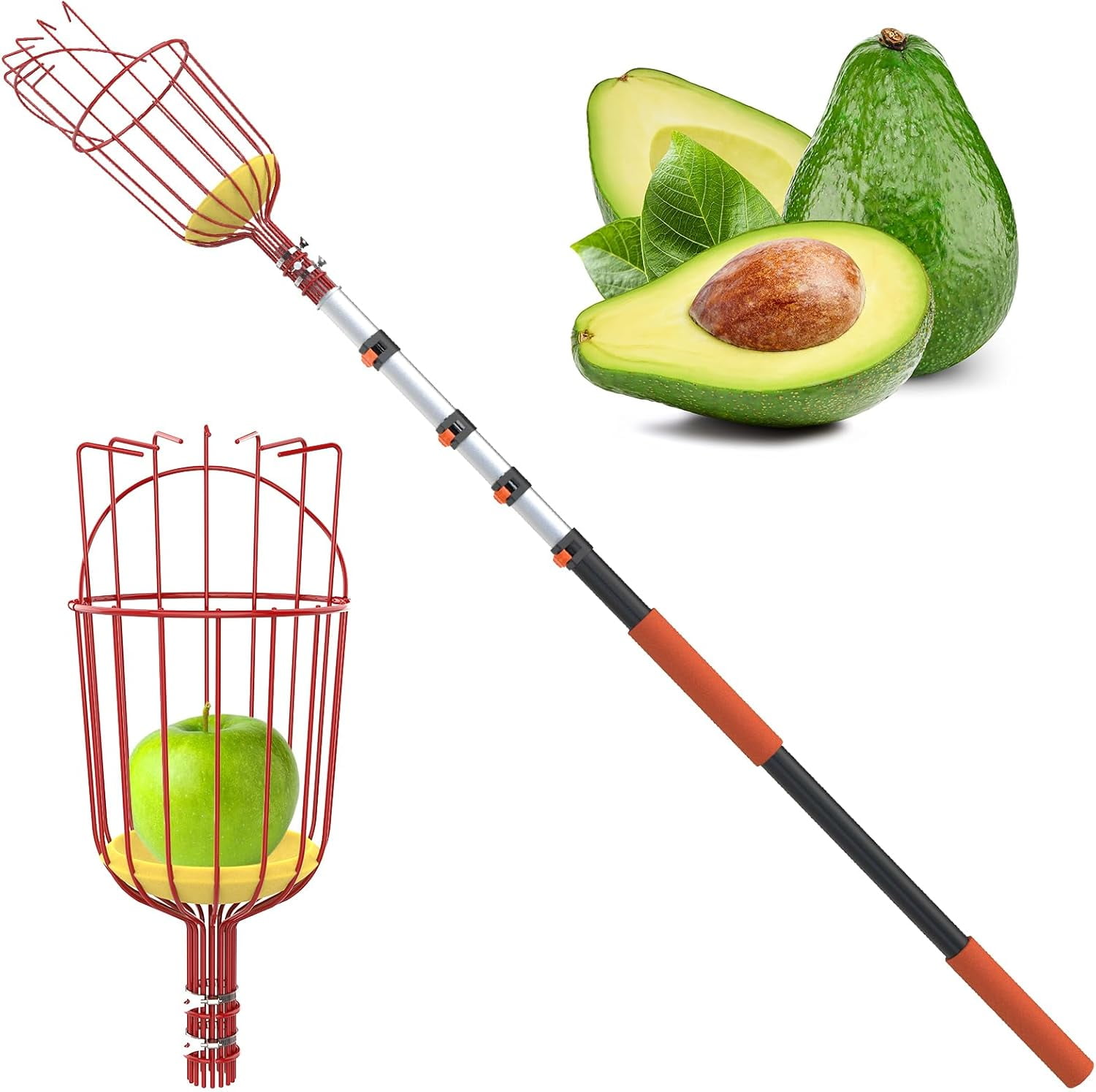 3-12 Foot Fruit Picker with Telescoping Extension Pole, 18 Foot High ...