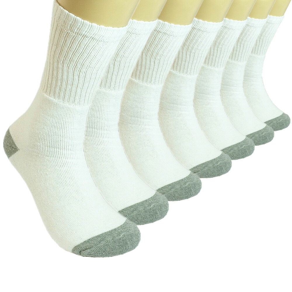 3-12 Pairs Mens Sports White 2 Tones Athletic Cotton Crew Socks Size 9 ...
