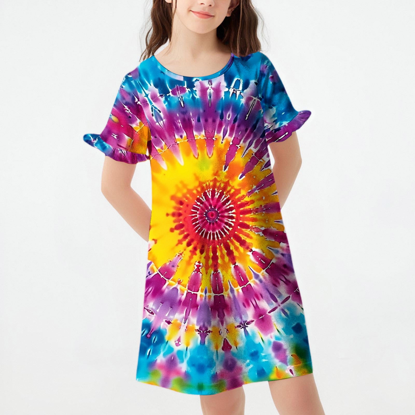 3-12 Years Children's Fashion Printed Dreamy Short Sleeved Round Neck ...