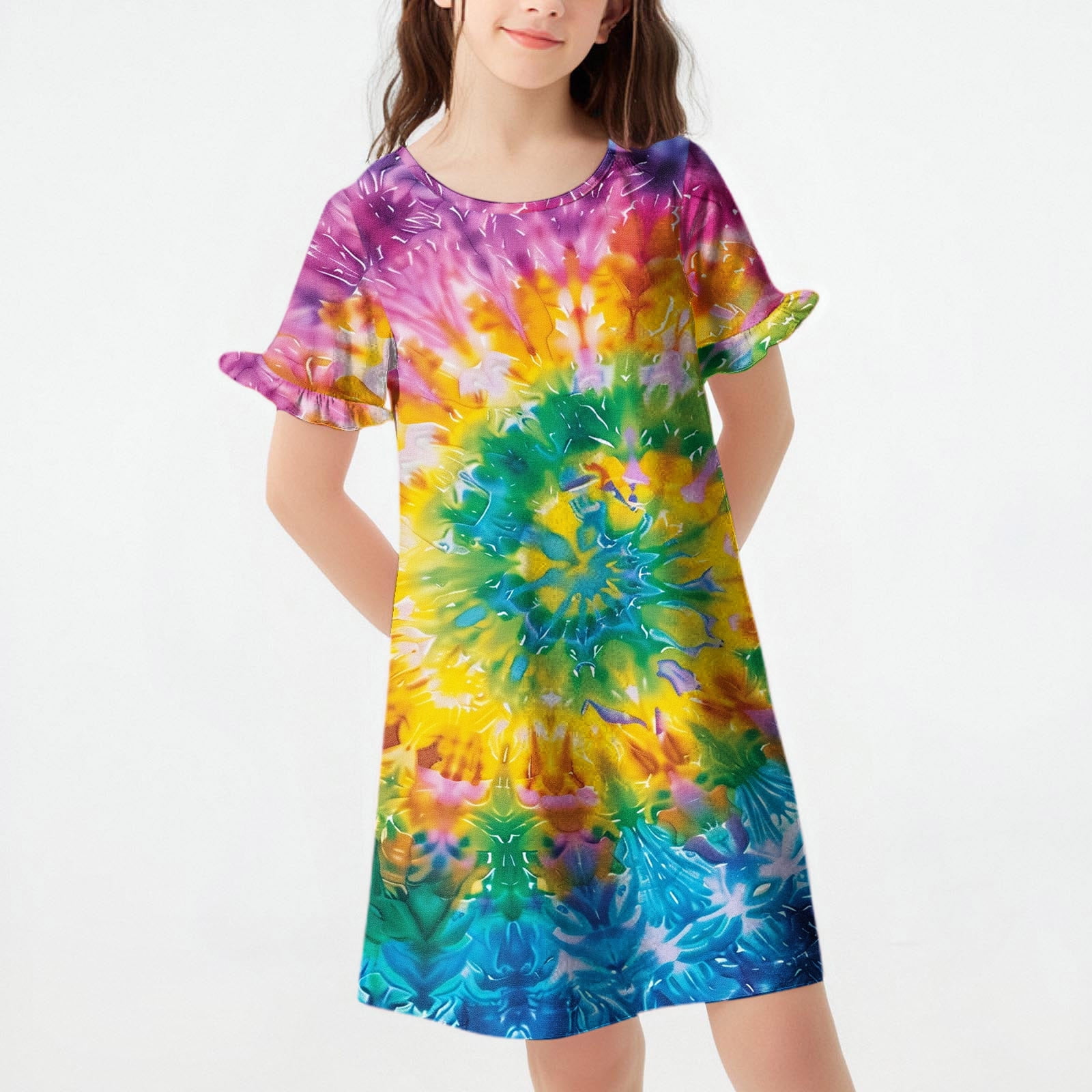 3-12 Years Children's Fashion Printed Dreamy Short Sleeved Round Neck ...