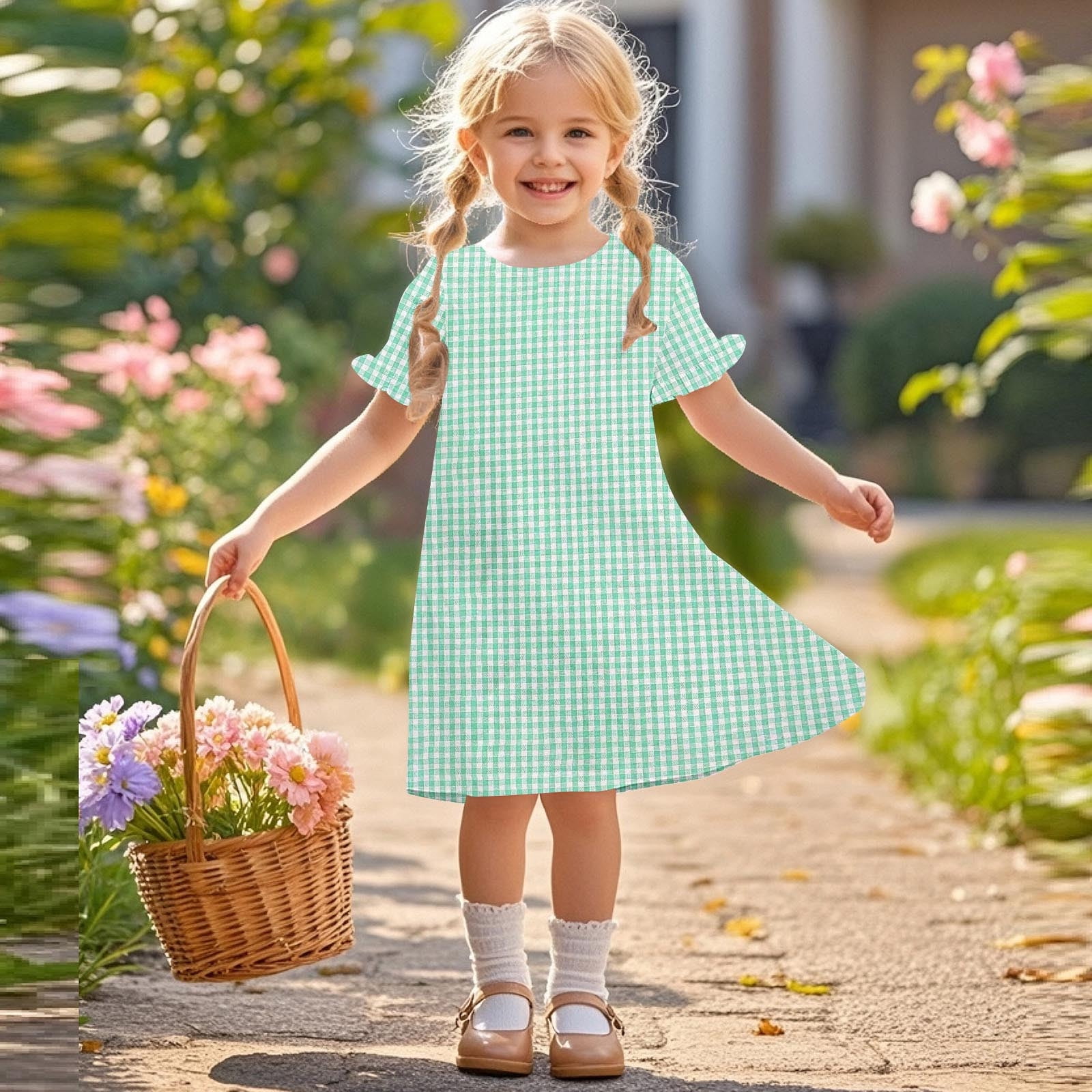3-12 Years Children's Kids Girl Summer Casual Short Sleeve Round Neck ...