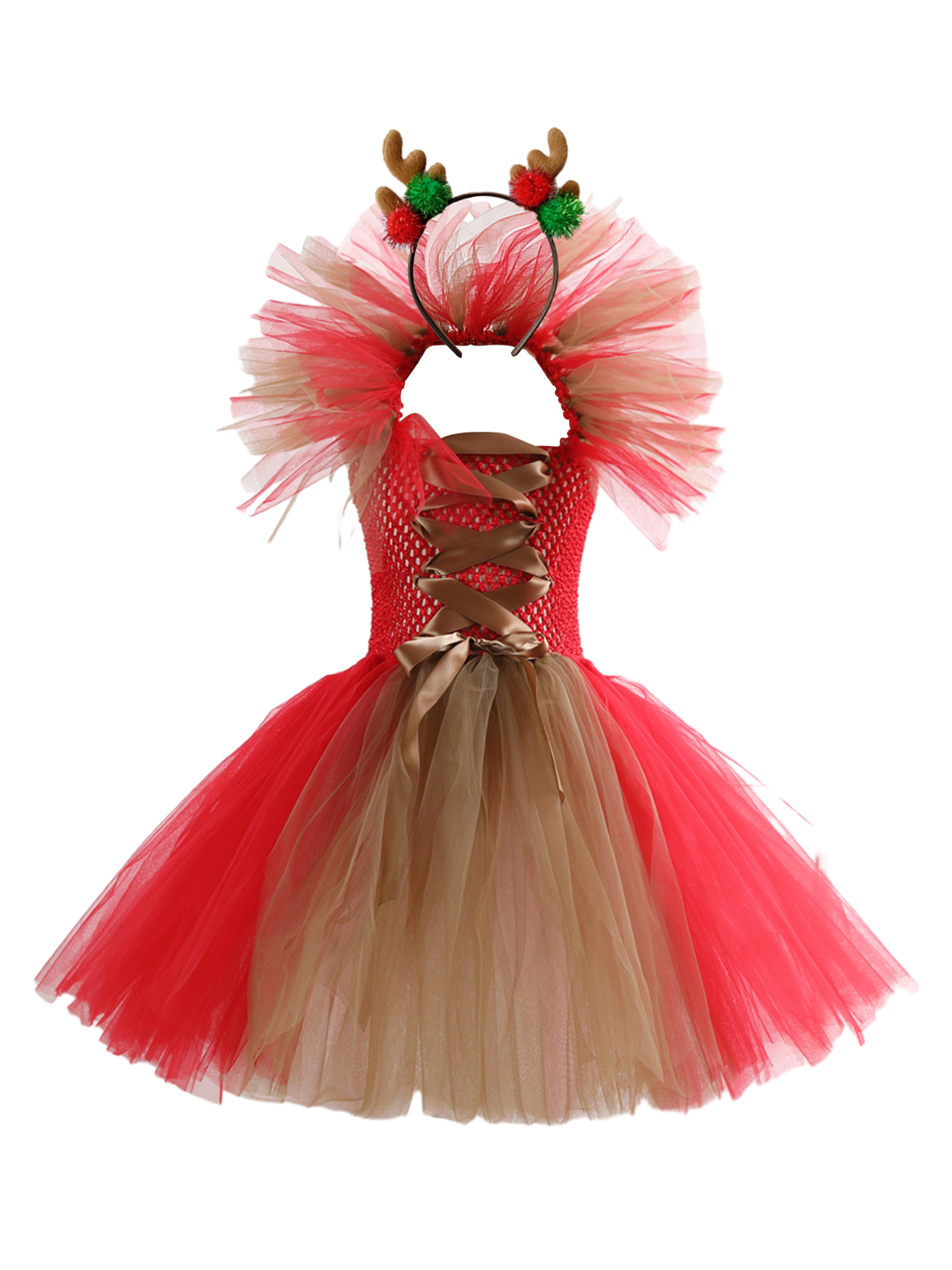 3-12 Years Kids Girls Christmas Costume Cosplay Tulle Dress Sleeveless ...