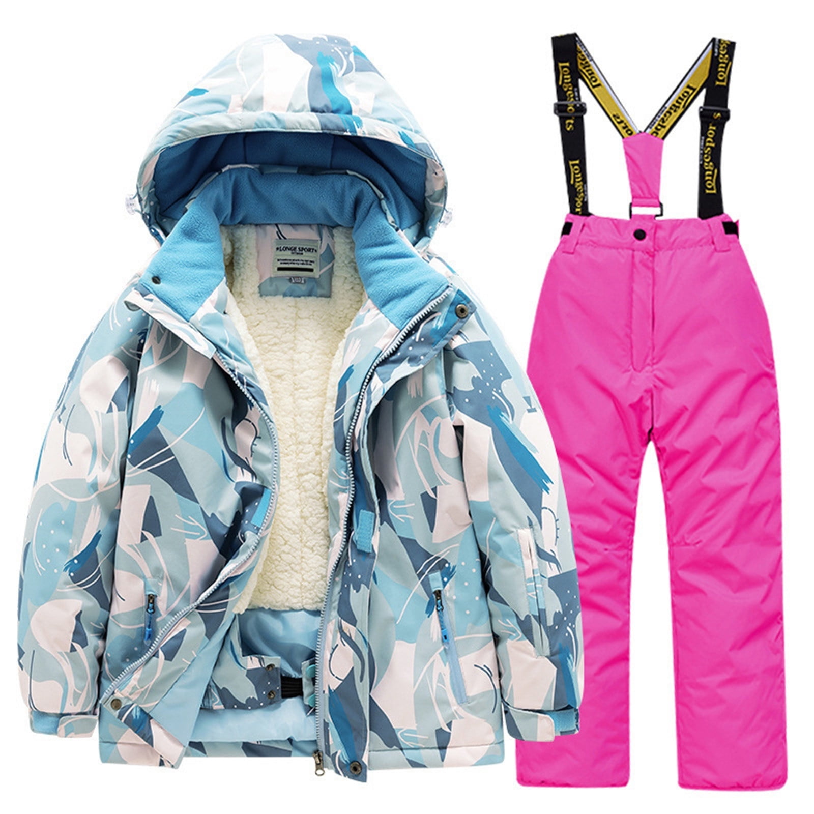 3-12Years Kids Winter Overalls Ski Suits Boys Girls Fashion Children's ...