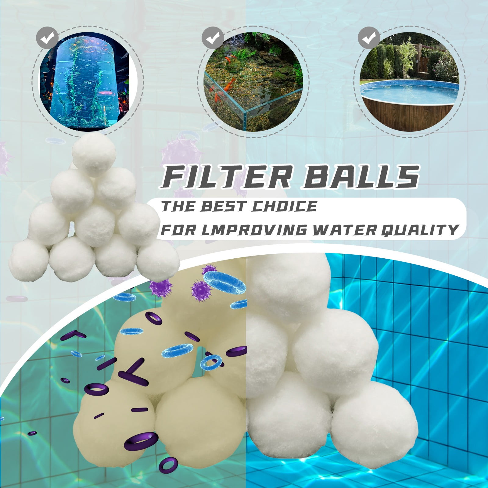 3.13 lbs Pool Filter Ball for Sand Filter Pump for Above Ground Pool ...
