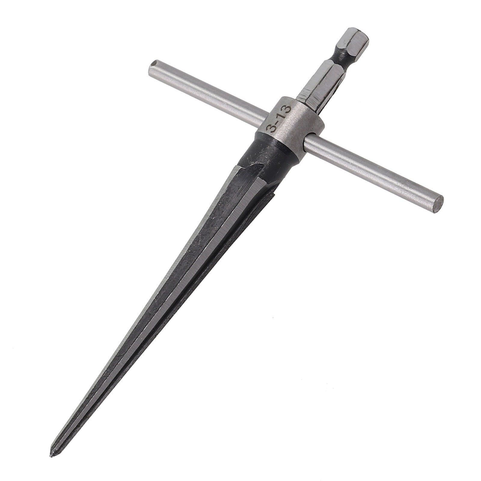 3-13mm Tapered Reamer with T-Handle, 6 Flute Hand Tool for Beveling and ...