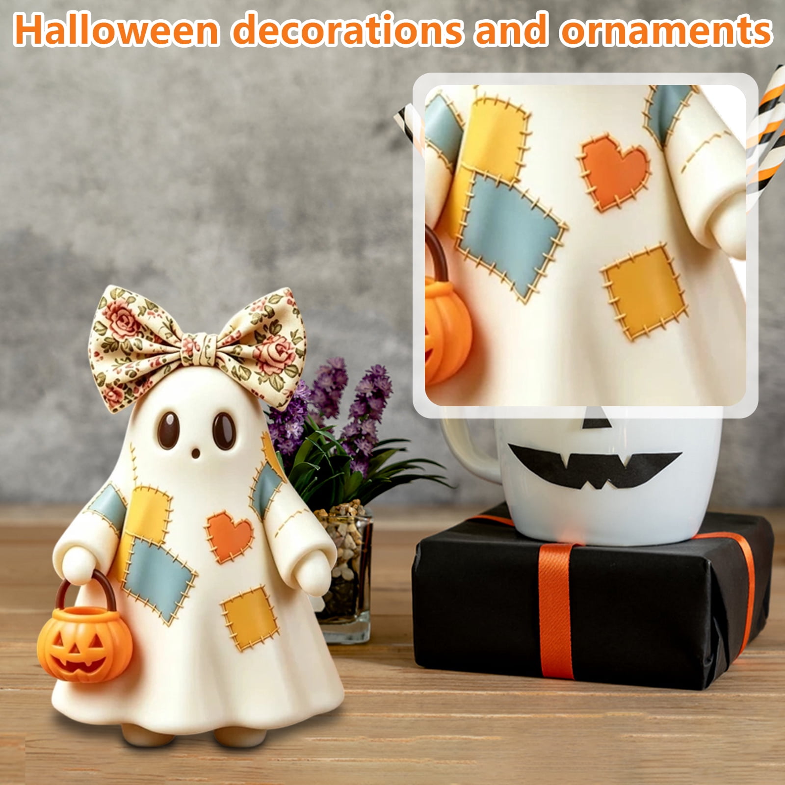 3.14" Cute Ghost Squeeze Figure, White Smiling Ghost Fidget Item with ...