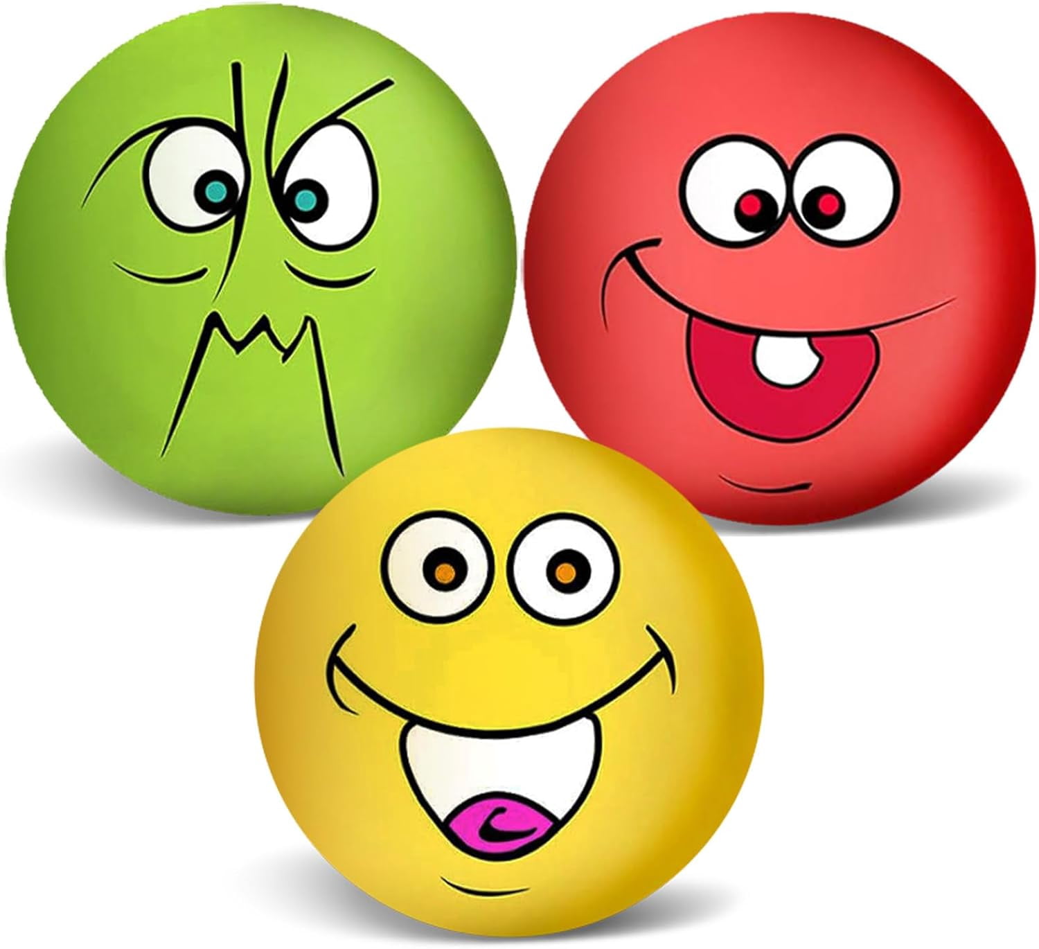 3.14-inch dog toy, fun smiling face chewable latex rubber soft fetch ...