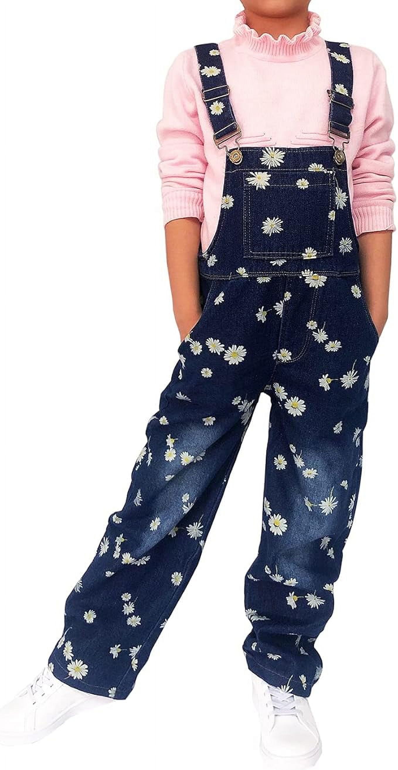 3-14Years Girls Jumpsuit Denim Overalls for Kids Big Kid Bib Overalls ...