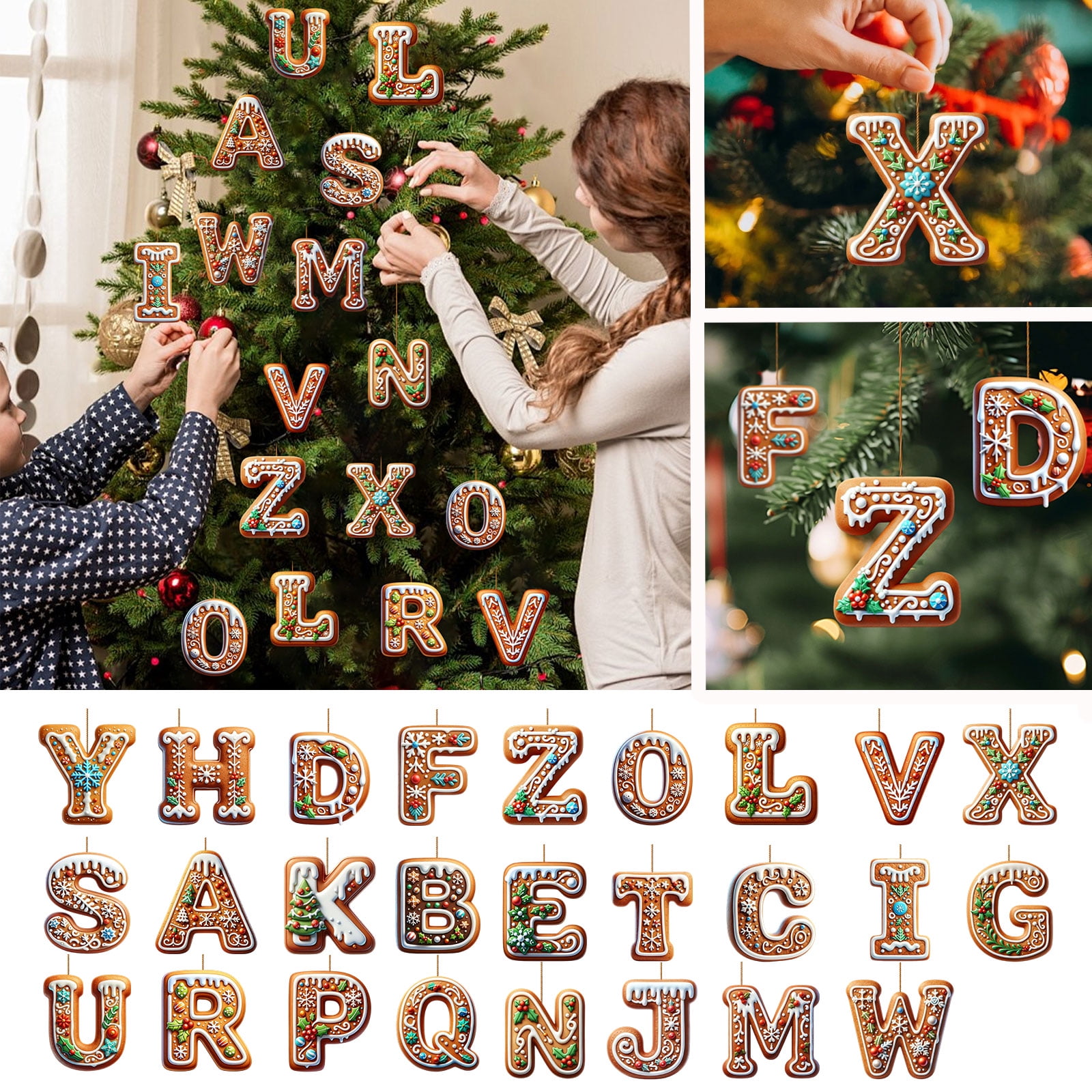 3.15" 12Pcs Christmas Tree Letter Hanging Ornament with 2D Acrylic ...