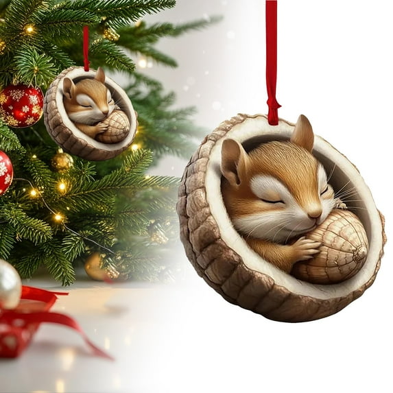 3.15" Acrylic Dog Christmas Ornament, Premium Forest Animal Holiday ...