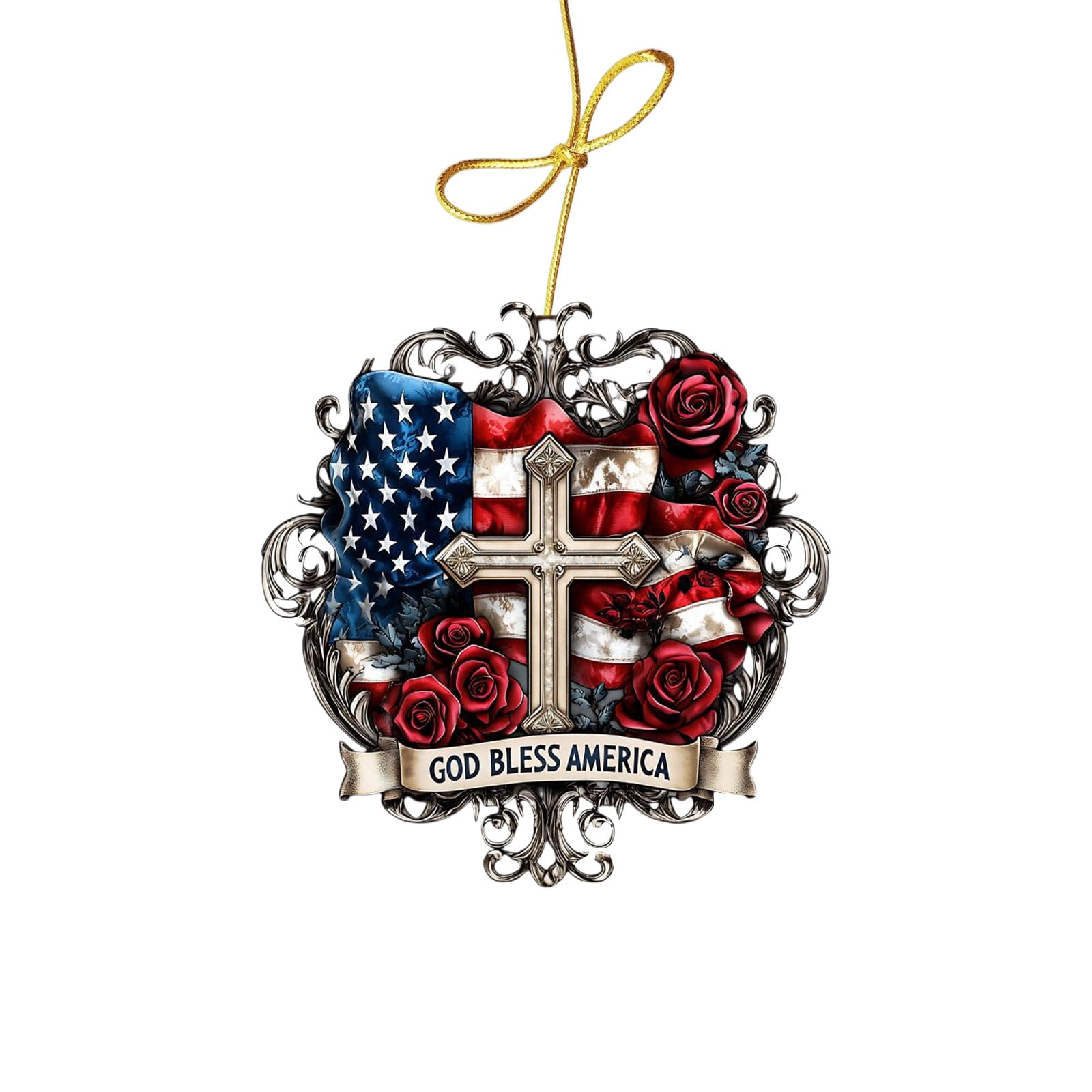3.15 in American Flag Glass Window Hanging Ornament,American Flag ...