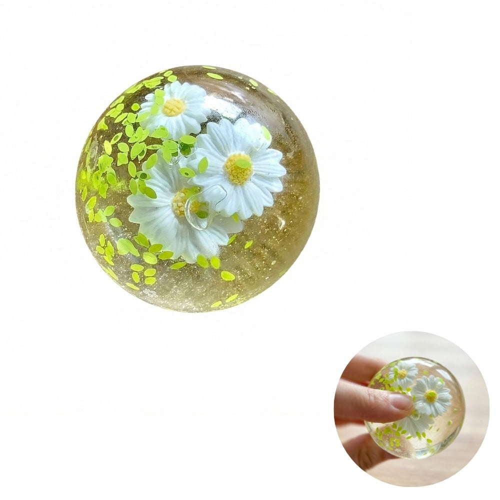 3.15" Daisy Flower Malt Squishy Sugar Ball, Slow Rise Soft Squeeze ...
