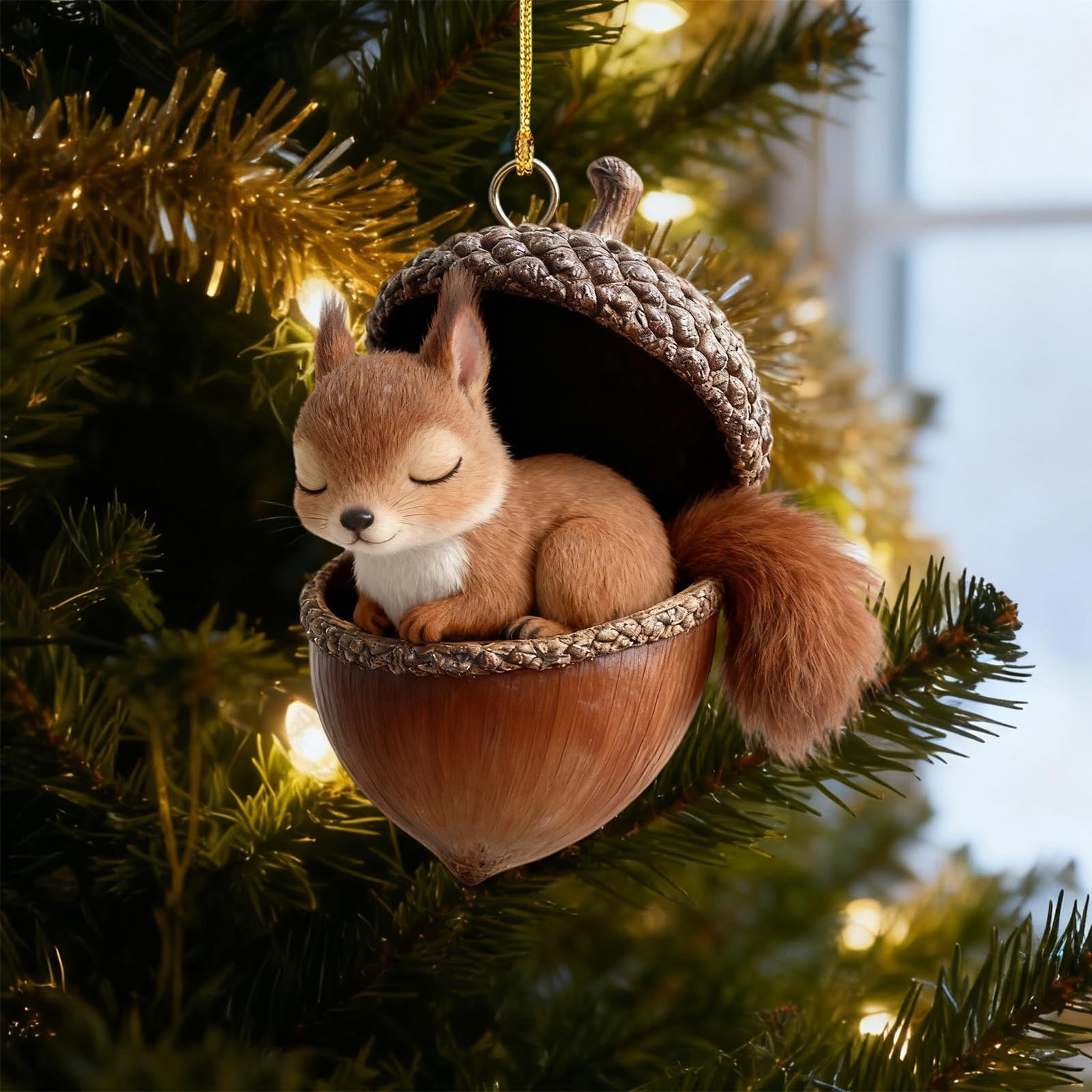 3.15 Inch Christmas Forest Animals Acrylic Ornament - 2D Acorn Shell ...